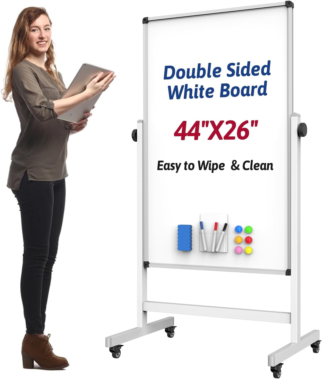 Double Sided White Board with Stand - 40x28 Portable Whiteboard Easel ...