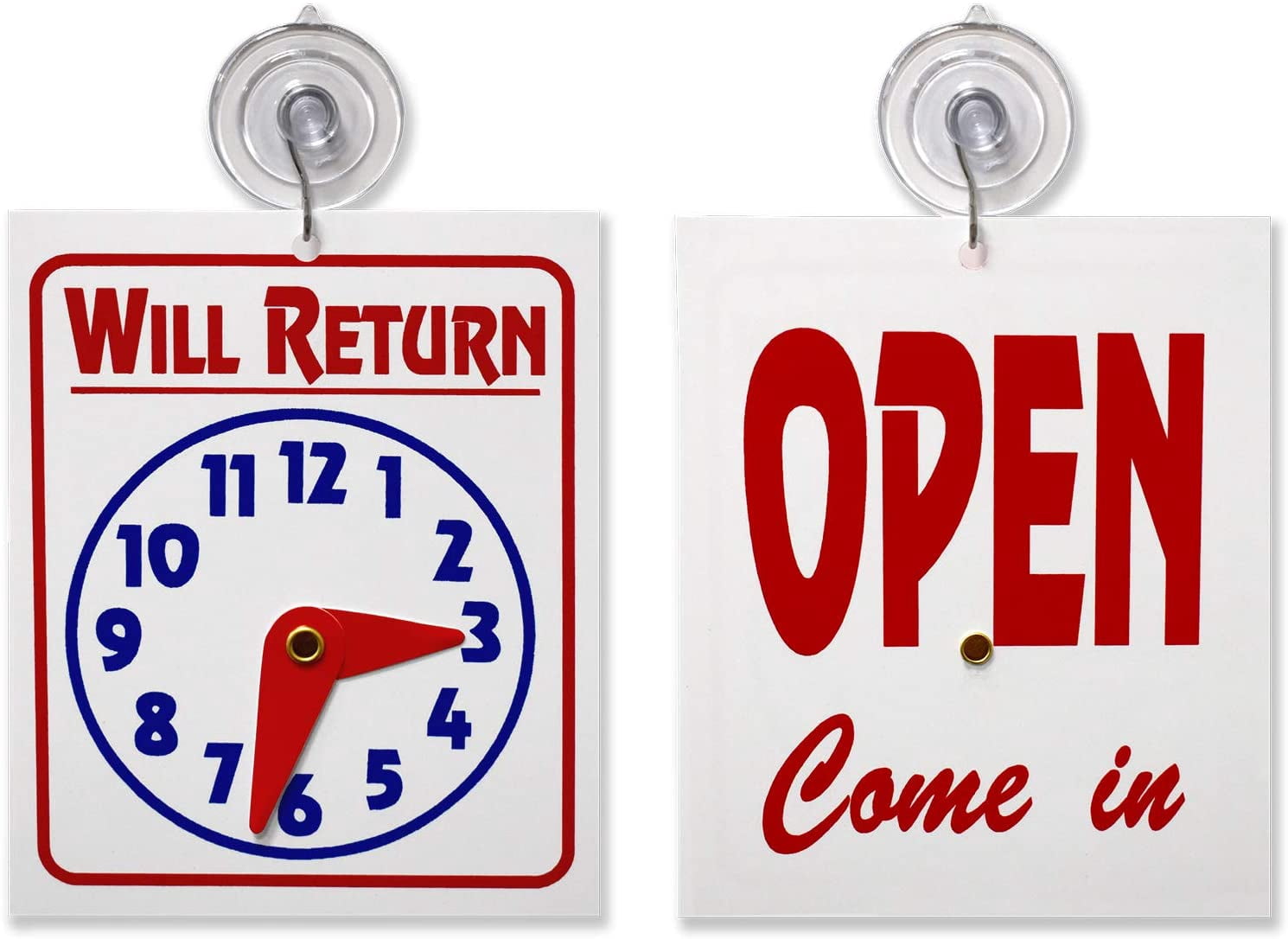 Double Sided "Will Return" Clock and "Open Come In" Sign with ...