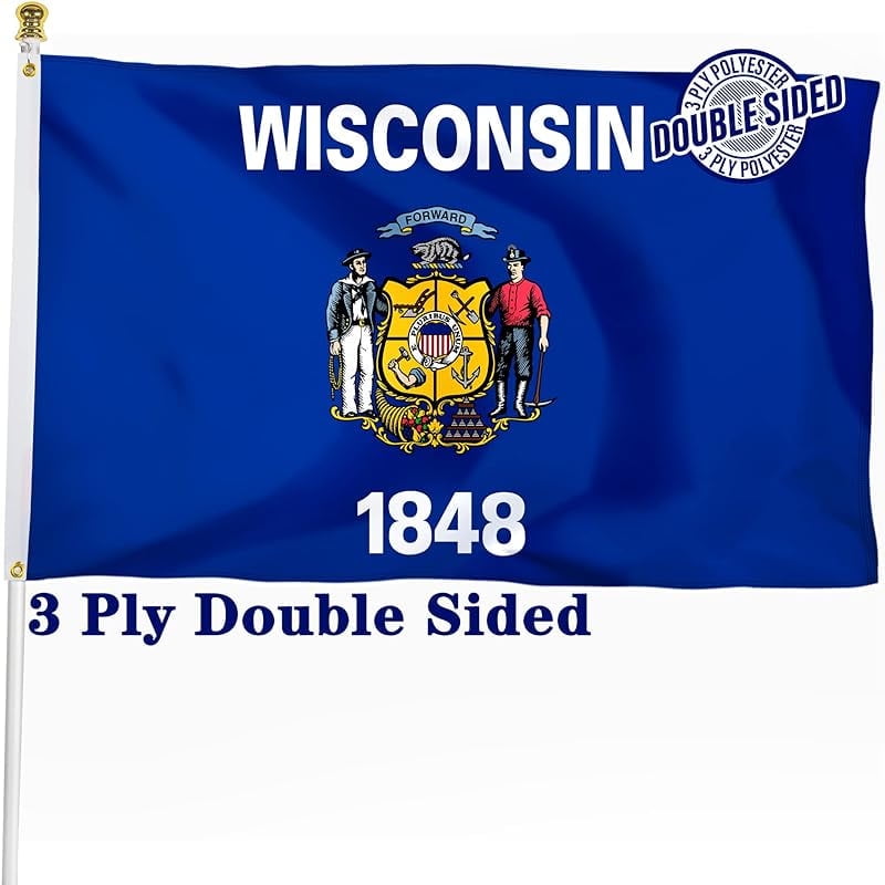 Double Sided Wisconsin State Flag 3x5 ft, Heavy Duty 3 Ply Durable ...