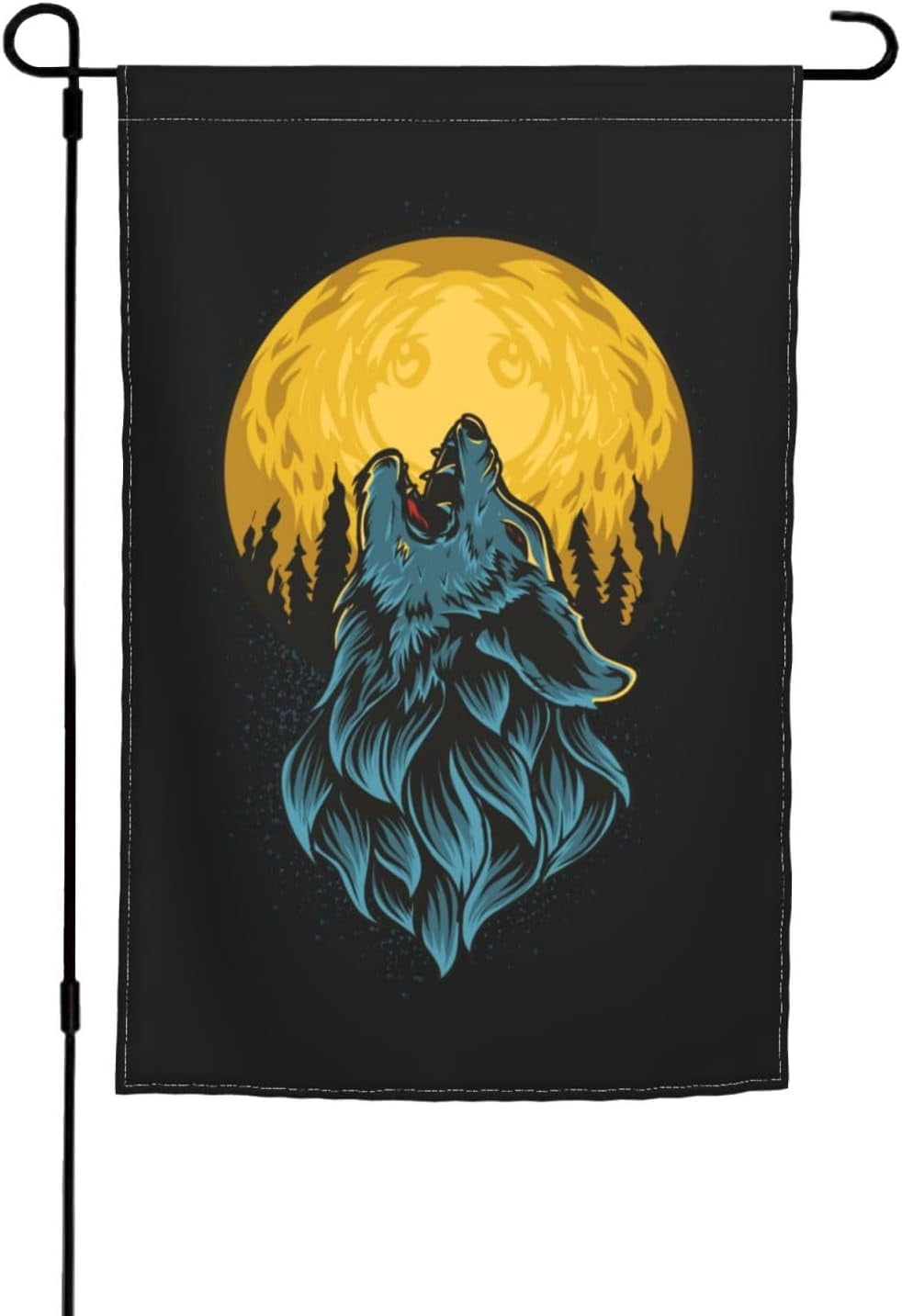 Double Sided Wolf Roaring On The Moon Garden Flag 12x18 Inch Yard ...