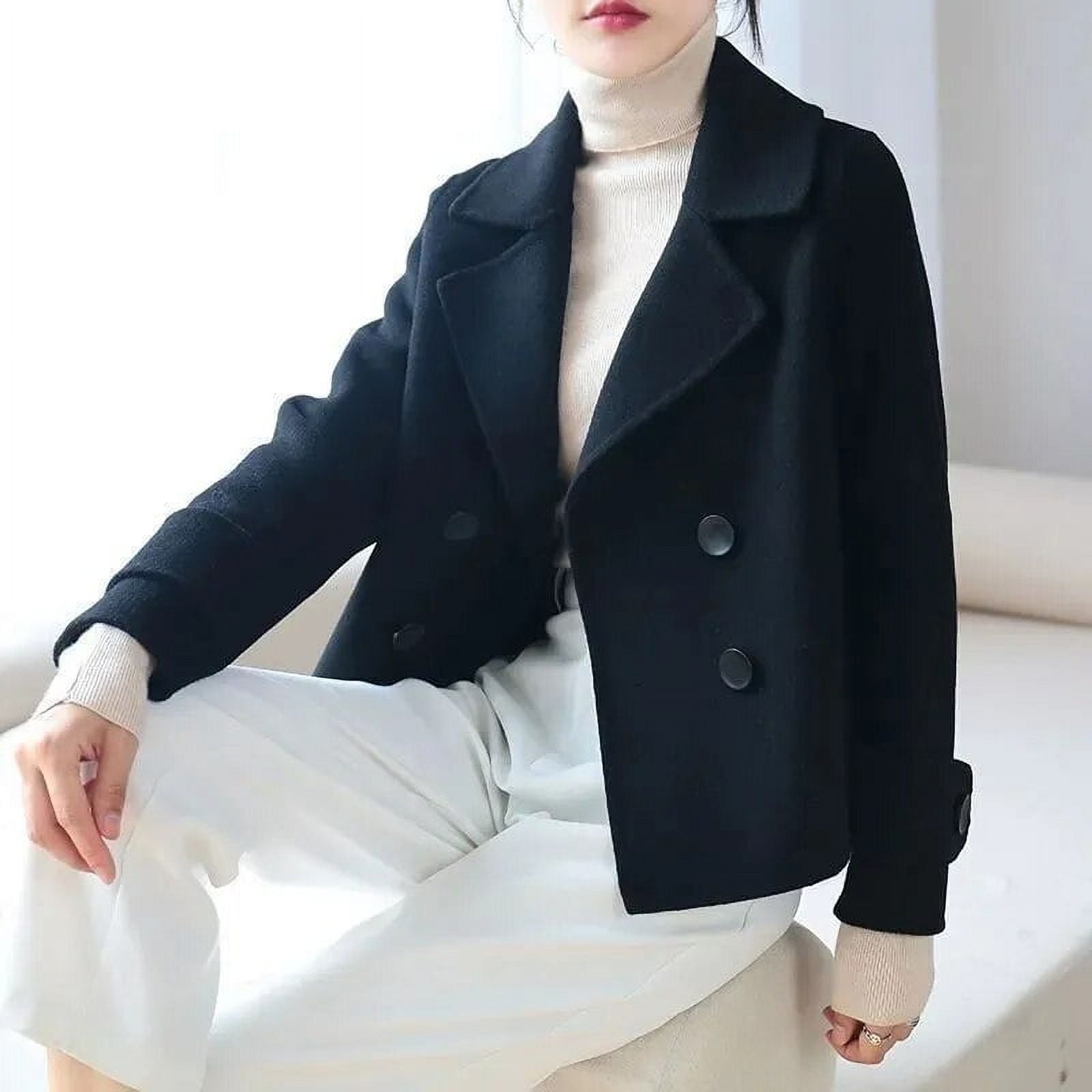 Double-Sided Wool Coat Women's Short High-End Casual Tweed Suit Jacket ...