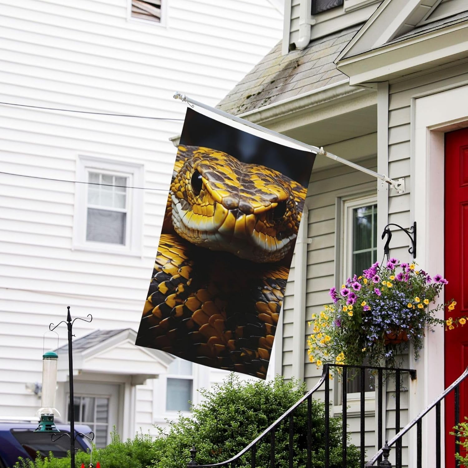 Double Sided Yellow Snake Garden Yard Flags Greeting Banner Fade ...