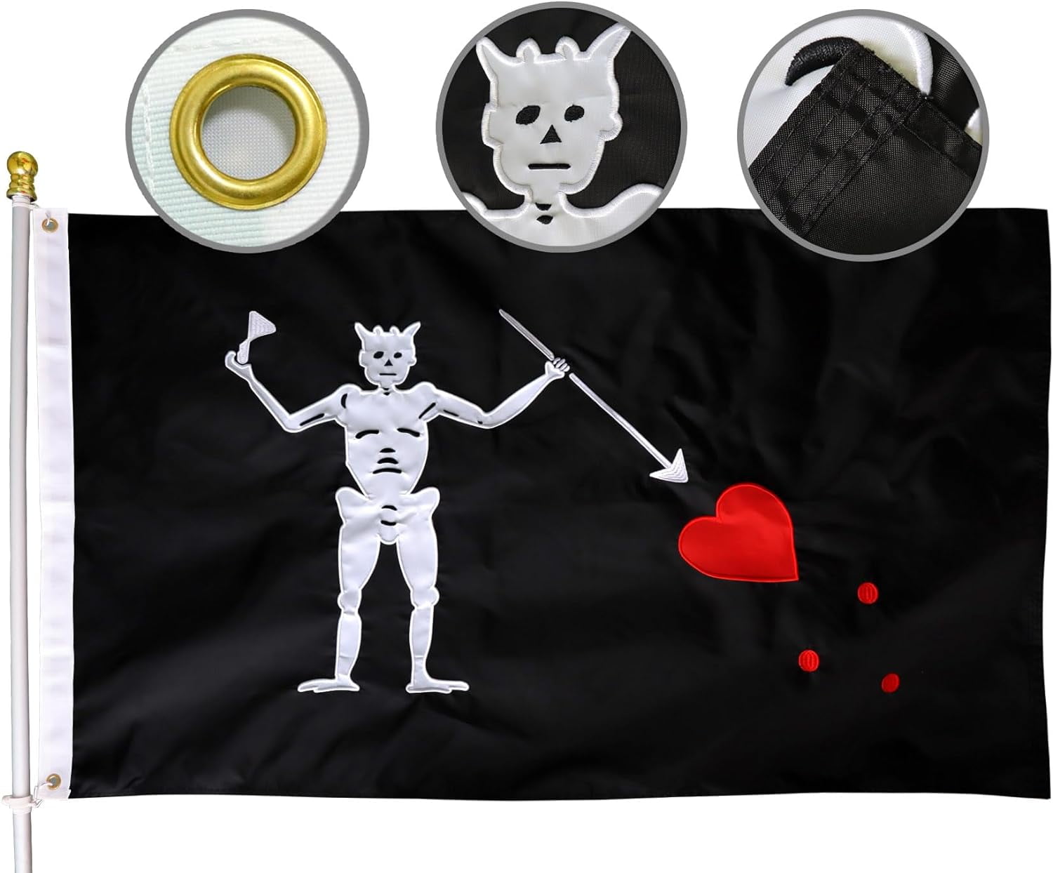 Double Sides Pirate Edward Teach Flag 3X5 Ft Outdoor Large ...