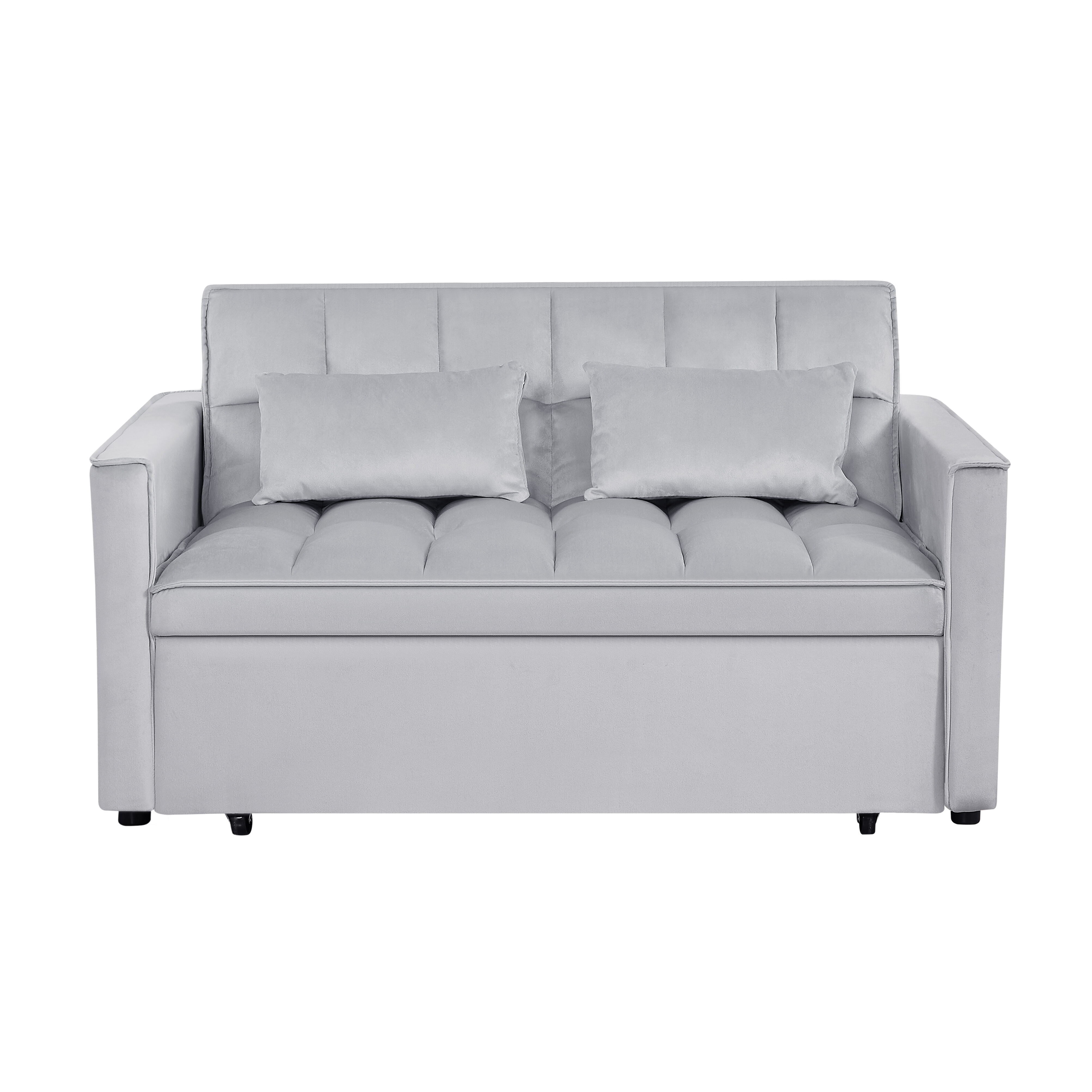 Double Size Sofa Beds Modern 2-Seater Sofa, 54" Pull-Out Sleeper Sofa ...