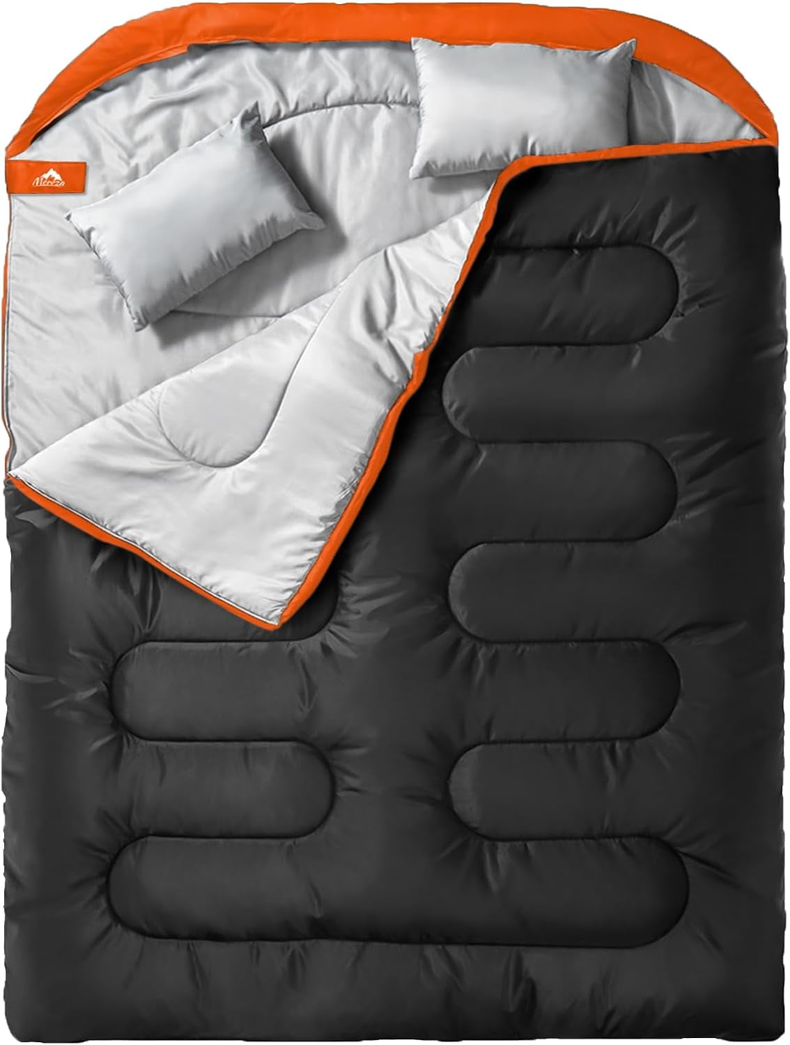 Double Sleeping Bag for Adults Mens with Pillow, XL Queen Size Two ...