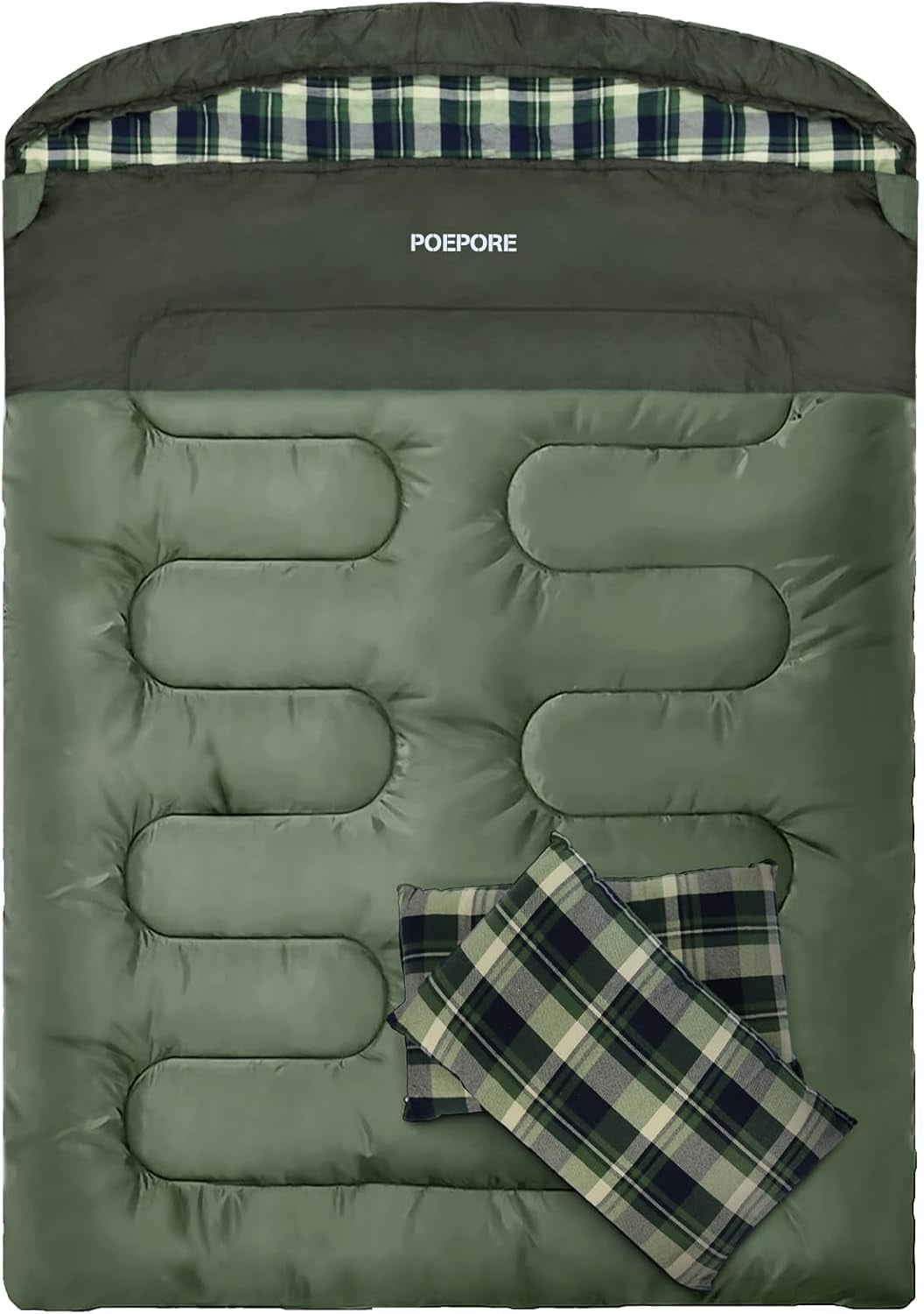 Double Sleeping Bag Flannel for Adults with 2 Pillows 2 Person Sleeping ...
