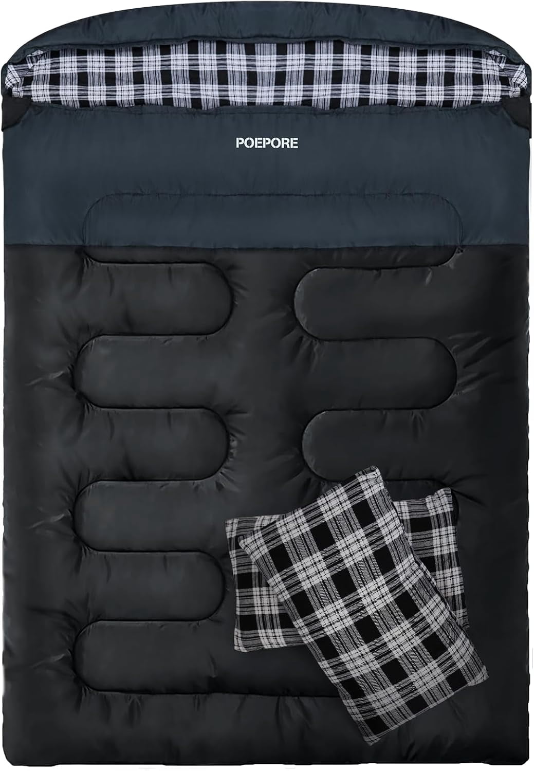 Double Sleeping Bag Flannel for Adults with 2 Pillows 2 Person Sleeping ...