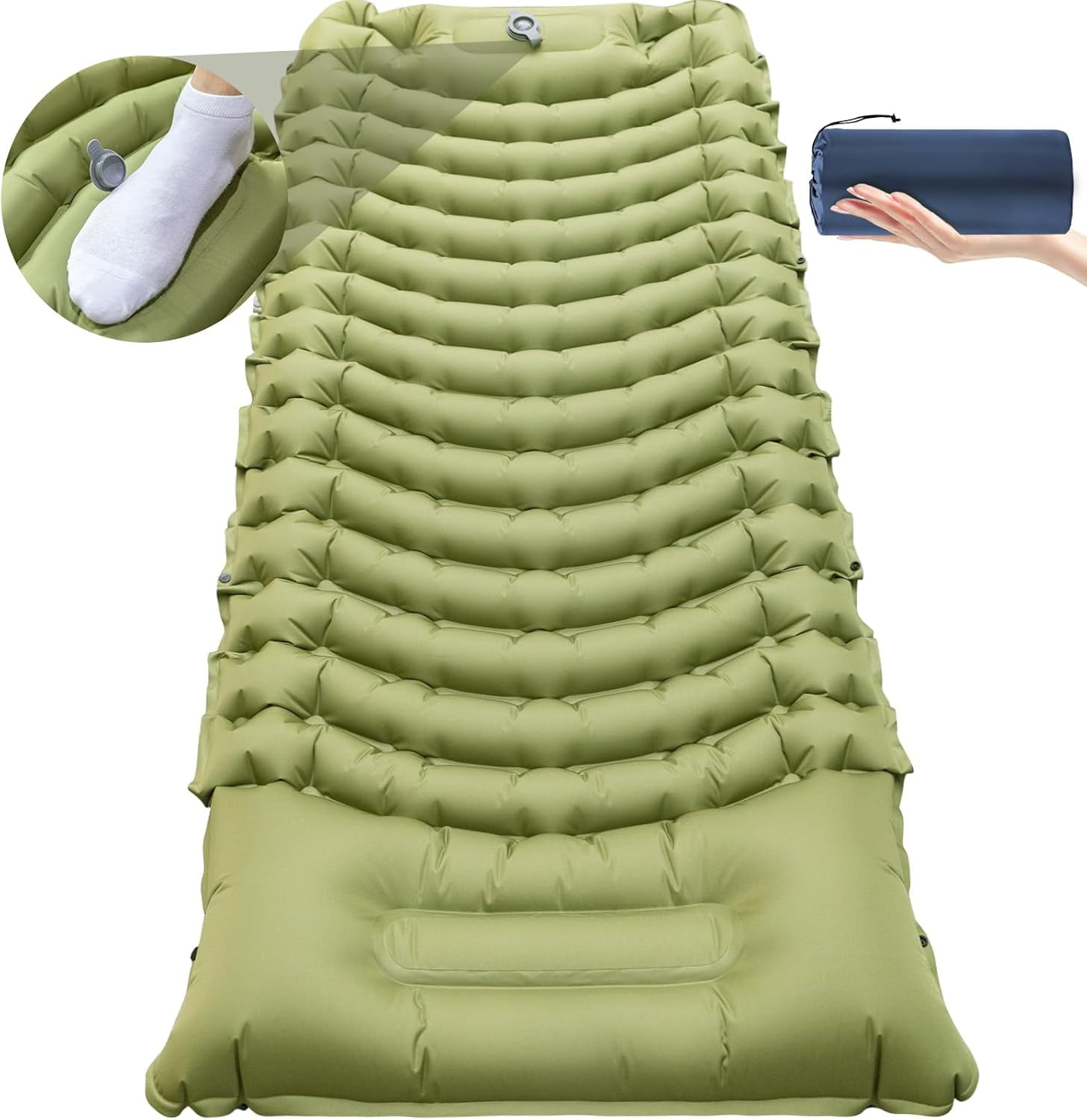 Double Sleeping Pad Self-Inflating 4" Thick for 2 Person Camping ...