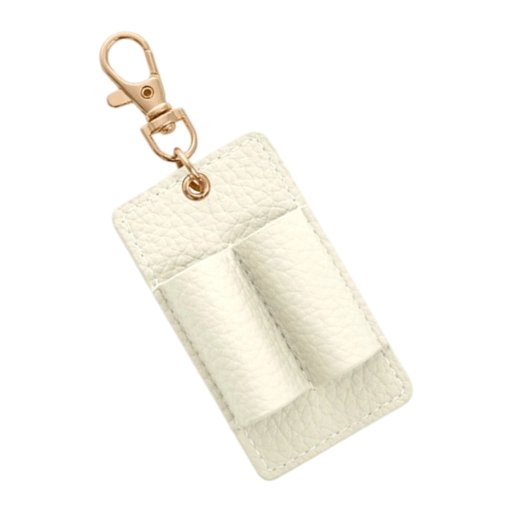 Double Slots Pen Clip Holder Leather Pen Holder with Removable Keychain ...