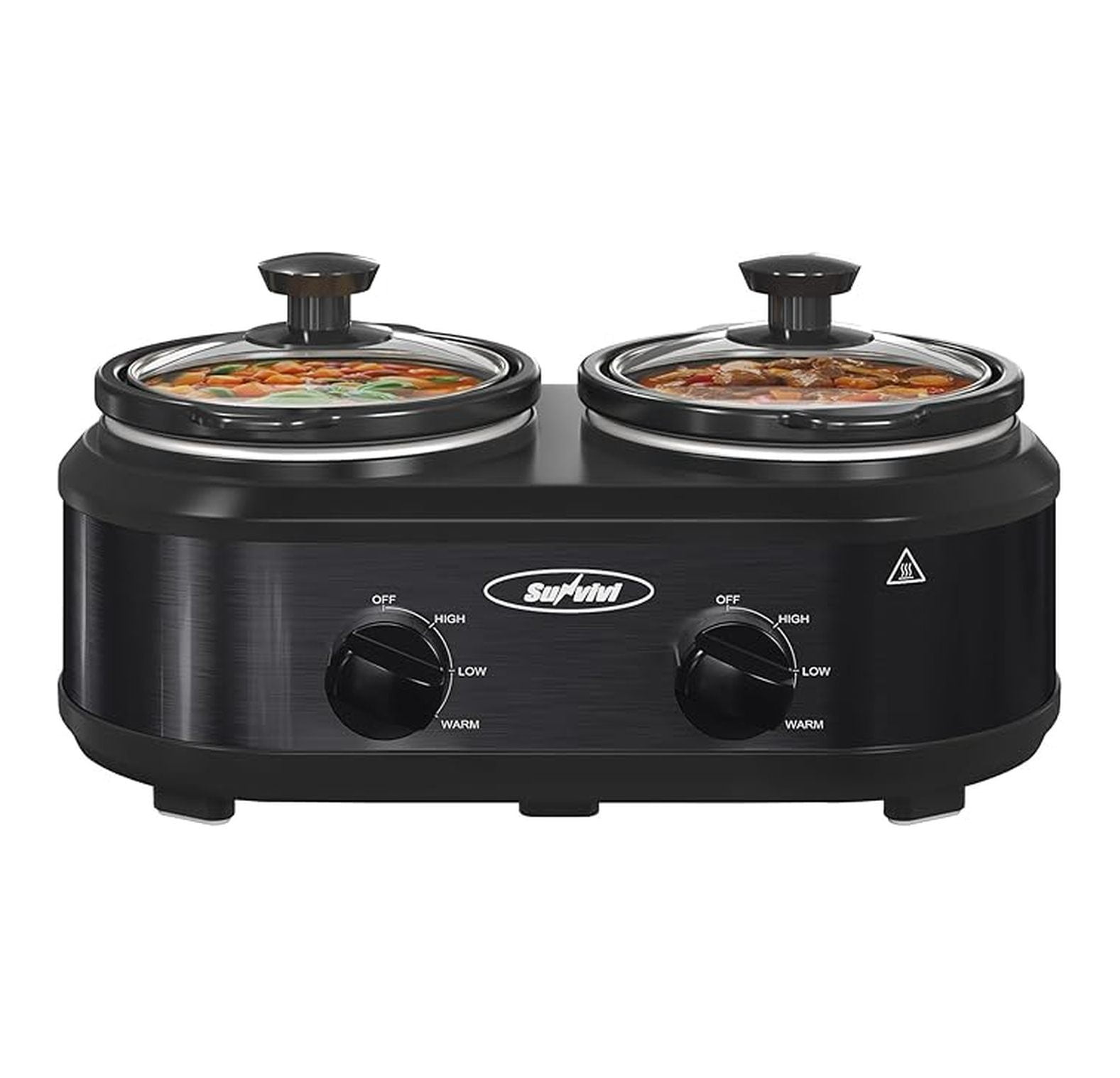 Double Slow Cooker 2 x 1.25 Quart, Mini Crock Pot Buffet Warmers ...