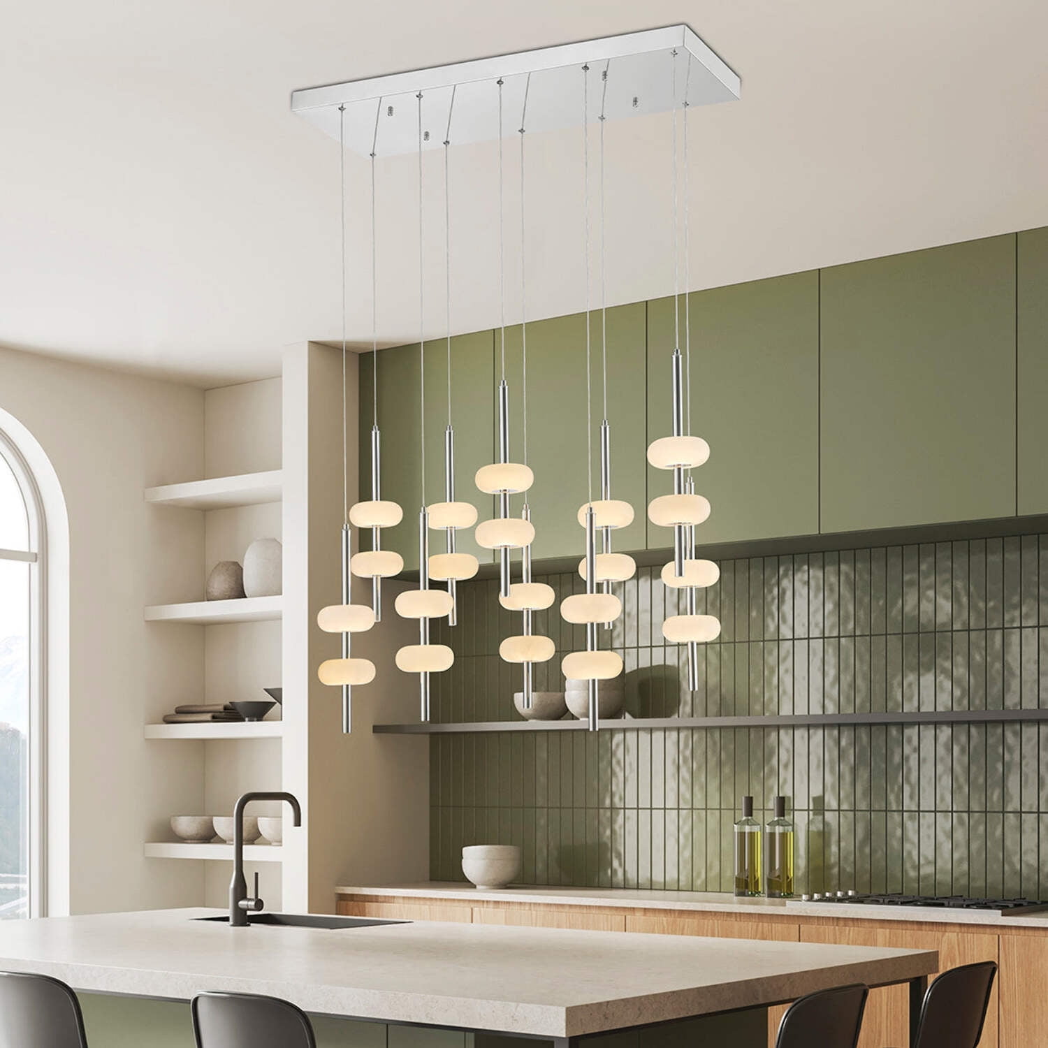 Double Spanish Alabaster Rectangular Chandelier // Chrome - Walmart.com