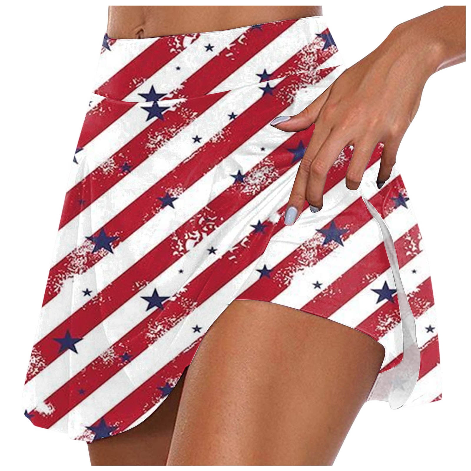 Double Split Skirt Women Sports Skirt Lined Workout Running Skirt Printed Sportswear Skirt Extra
