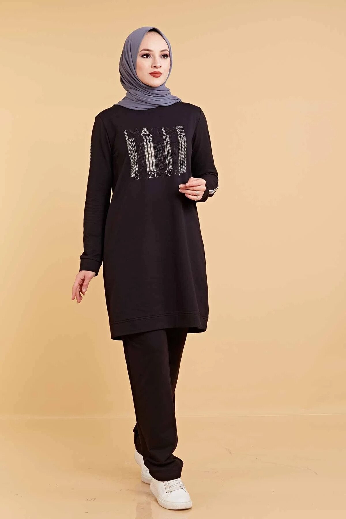 Double Sports Suit Muslim Sets Plus Sizes 2021 Hijab Dress Turkish ...