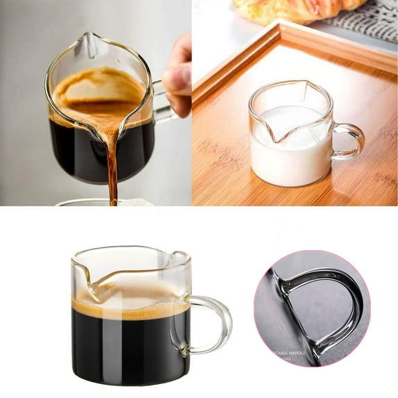Double Spout Shot Glass Cups with Handle Clear Machine Accessories for ...