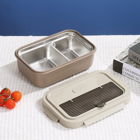 Double Stack Lunch Box Eating Container, 2 Compartment Meal Prep Food ...