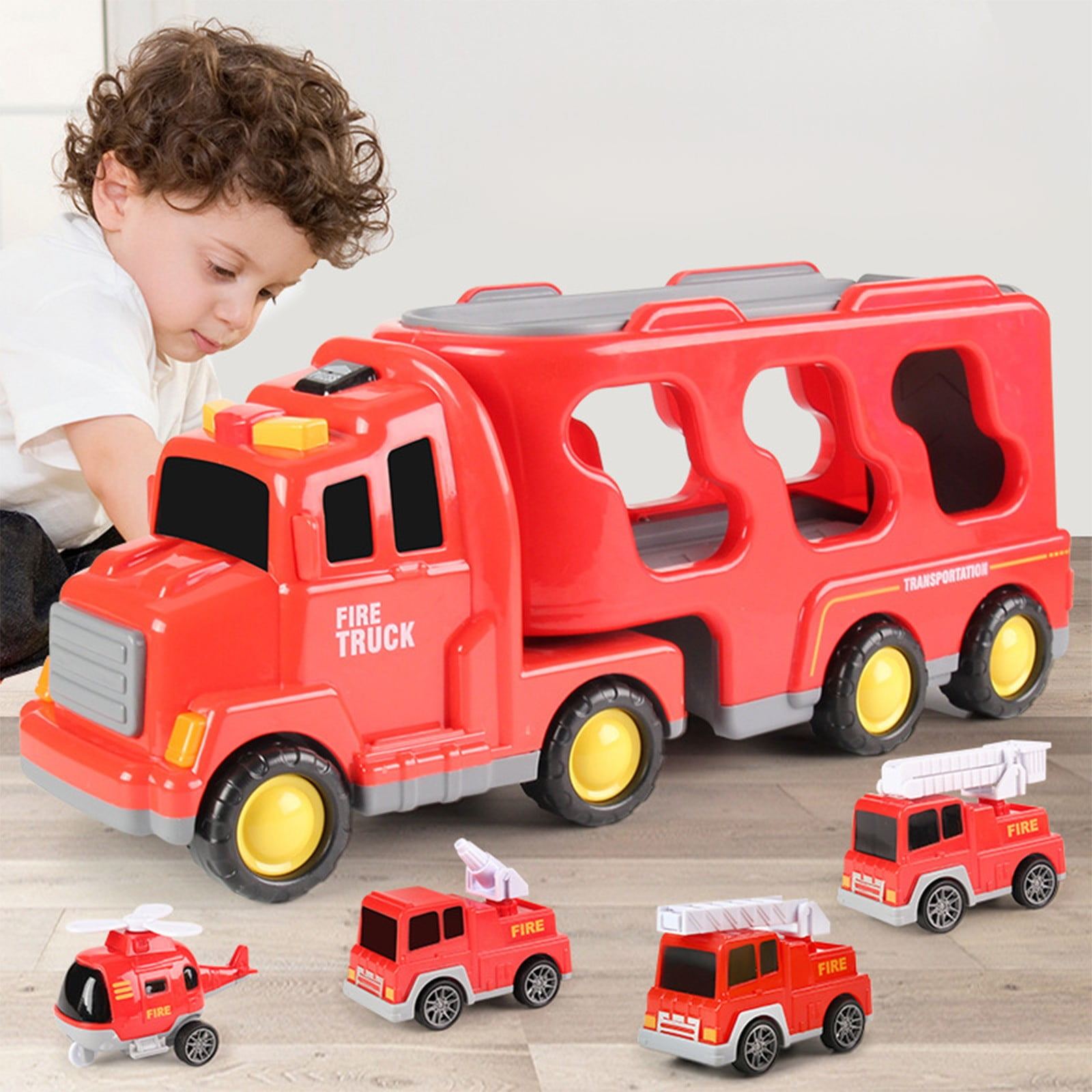 Double Storage Truck Toy Car with Music & Lights for Kids - 3-in-1 ...
