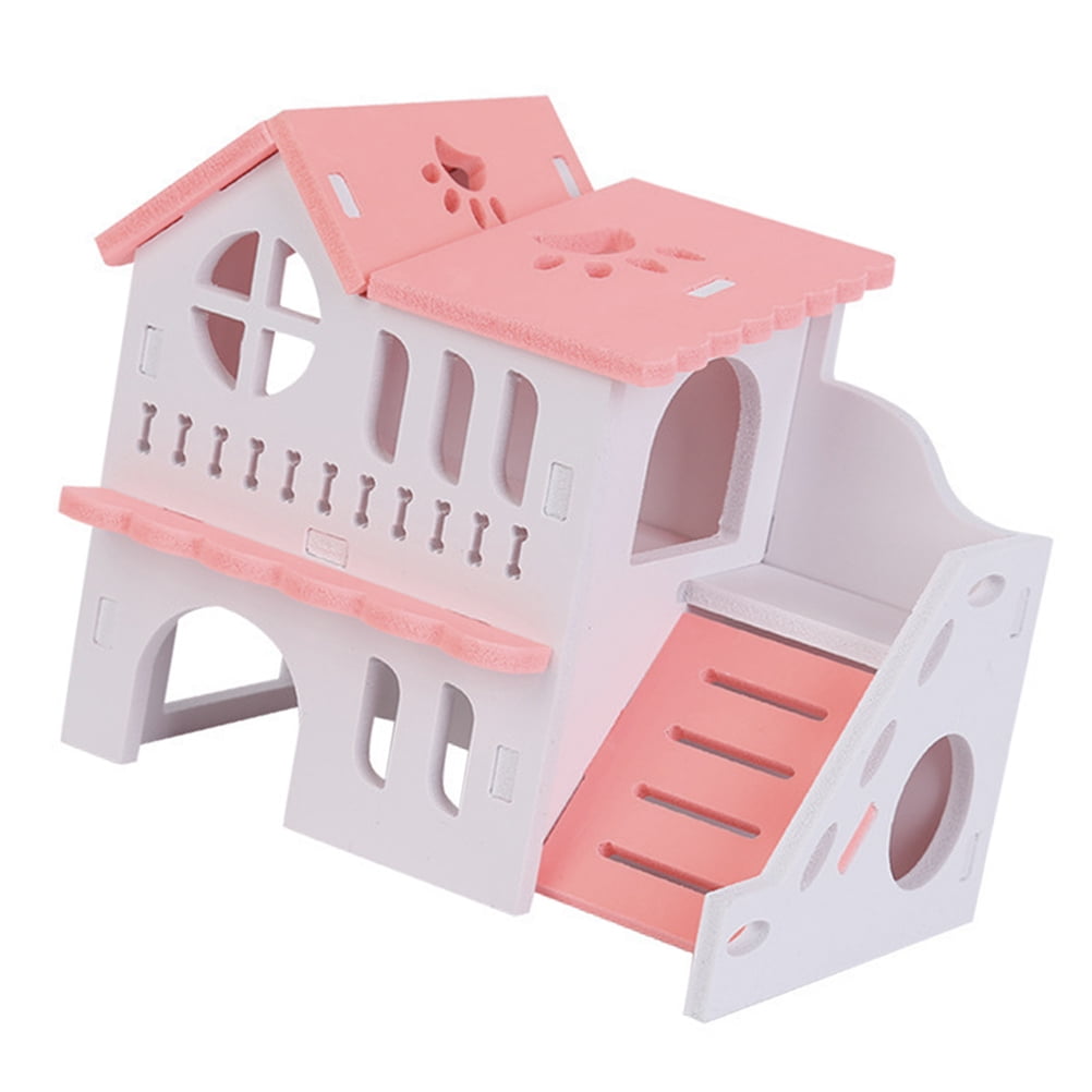 Double Storey Hamster Villa Toys Bunny Double-storey House Wooden ...