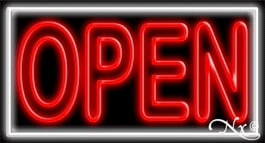Double Stroke Red Open With White Border LED Neon Sign 13 x 24 - inches ...
