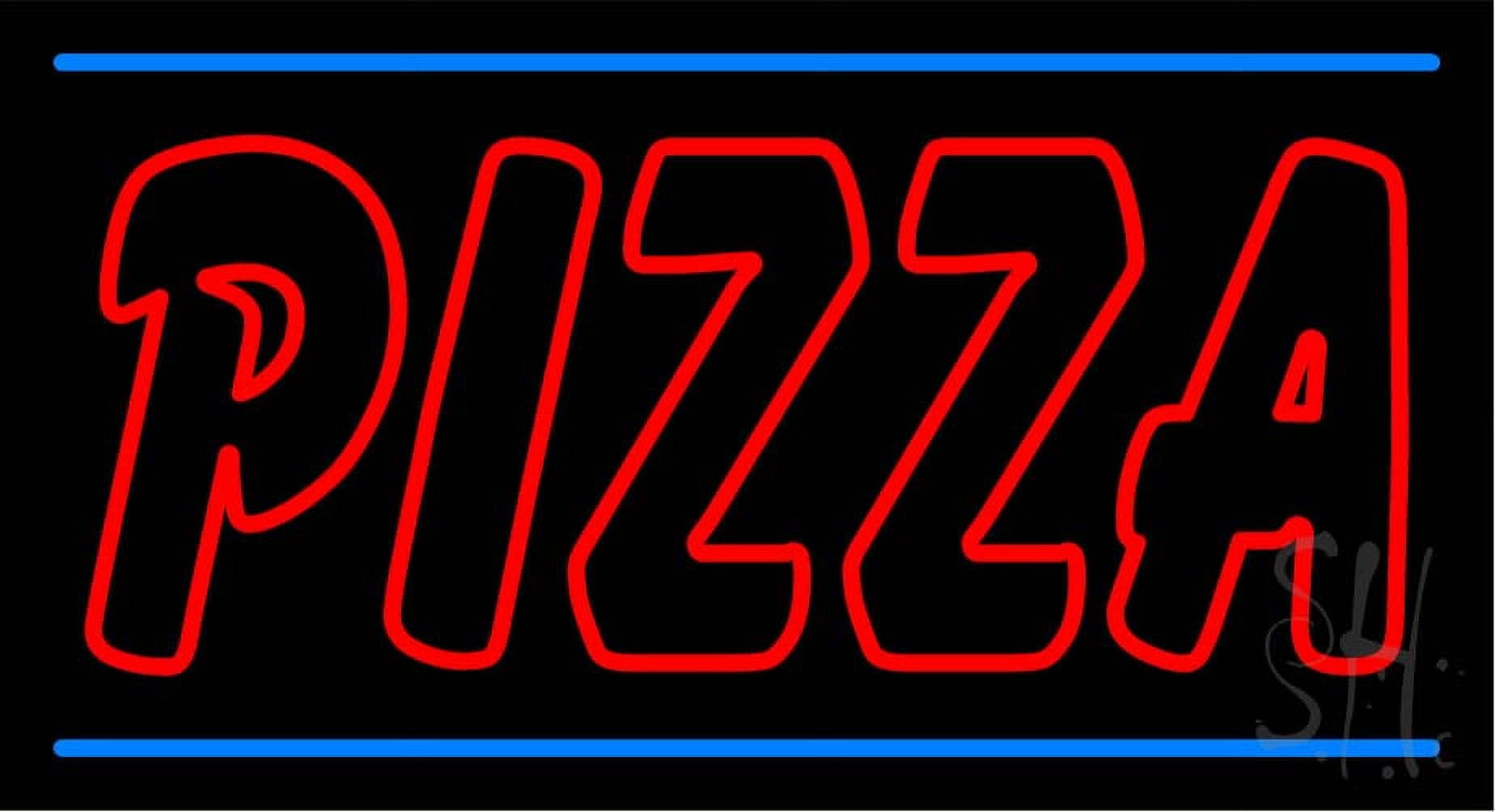Double Stroke Red Pizza with Green Border LED Neon Sign 20 x 37 ...