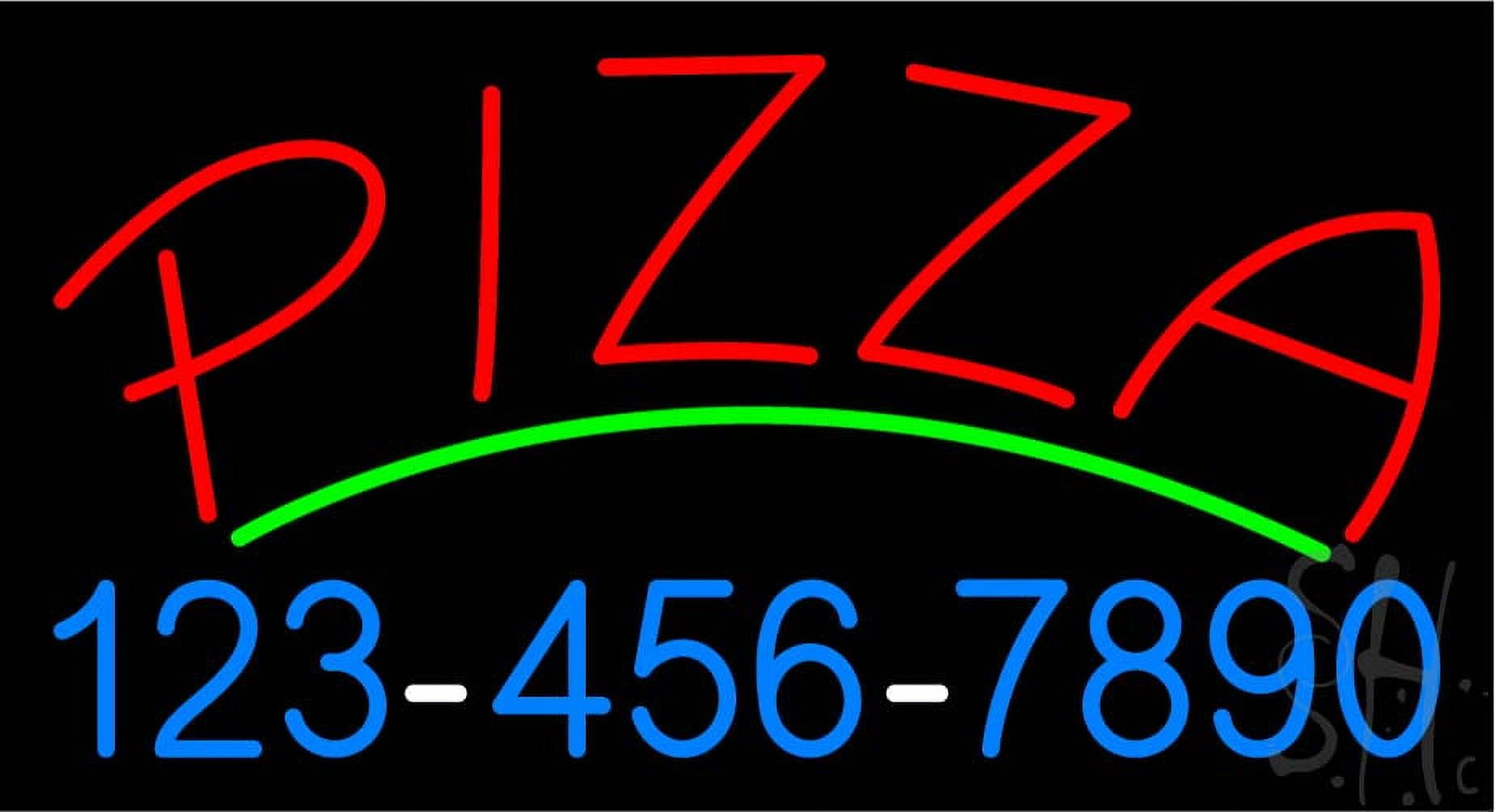 Double Stroke Red Pizza with Phone Number LED Neon Sign 13 x 24 ...