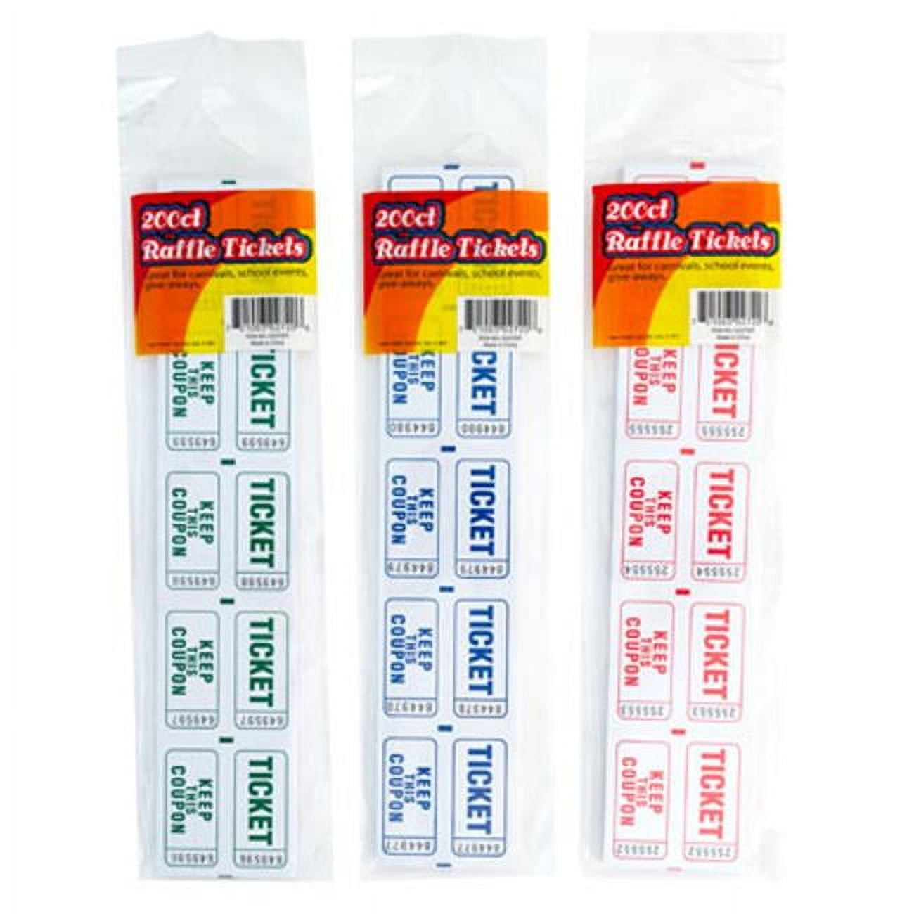 Double Stub Raffle Tickets for Events, and More - 200 Count - Color ...