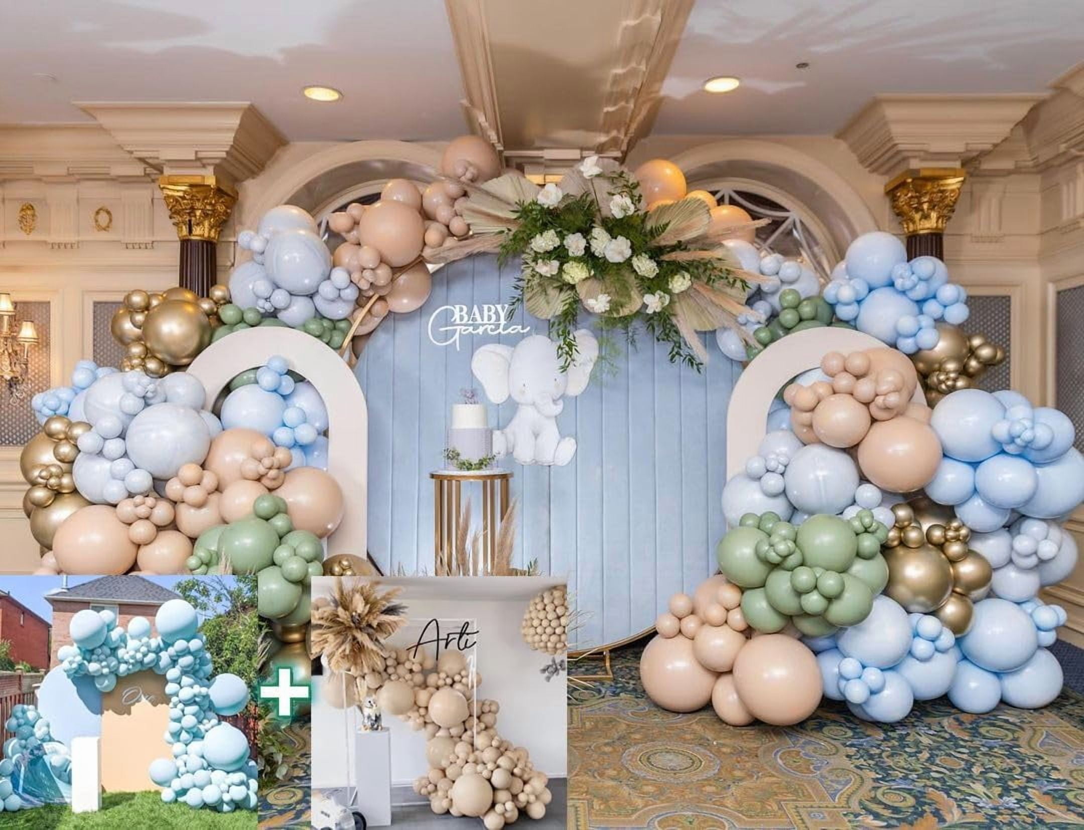 Double Stuffed Nude Beige Balloons Garland Macaron Blue Apricot ...