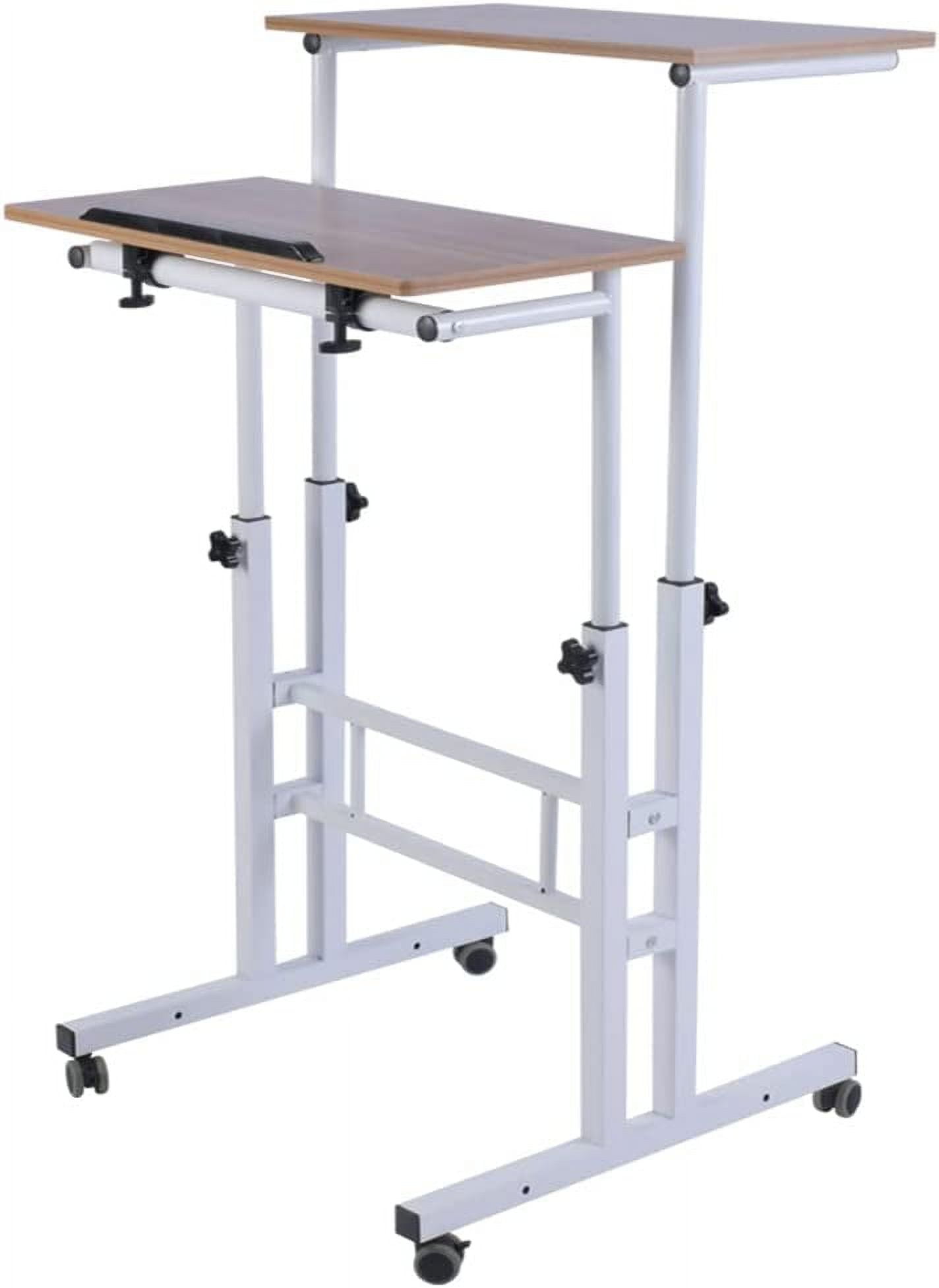 Double Table Adjustable Computer Desk, Mobile Standing Desk with ...