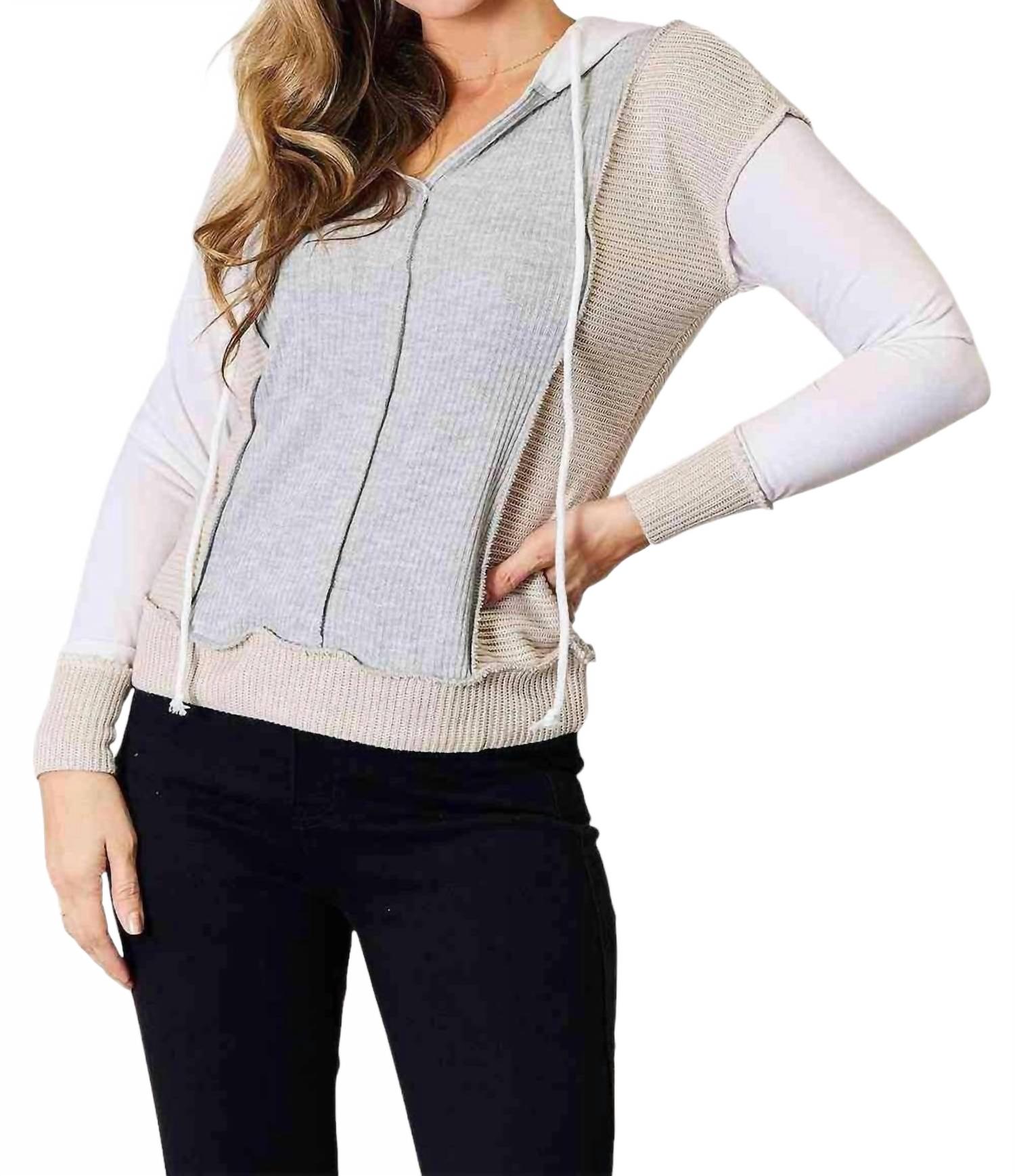 Double Take Chic Color Block Hoodie With Seam Details - Walmart.com