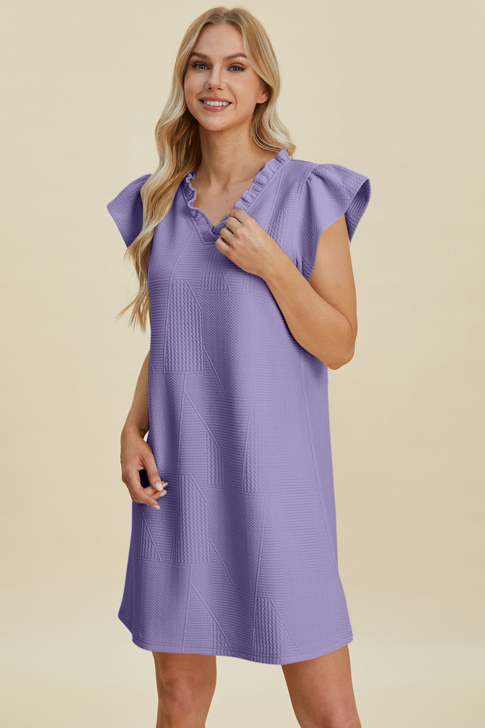 Double Take Full Size Ruffled V-Neck Cap Sleeve Dress - Walmart.com