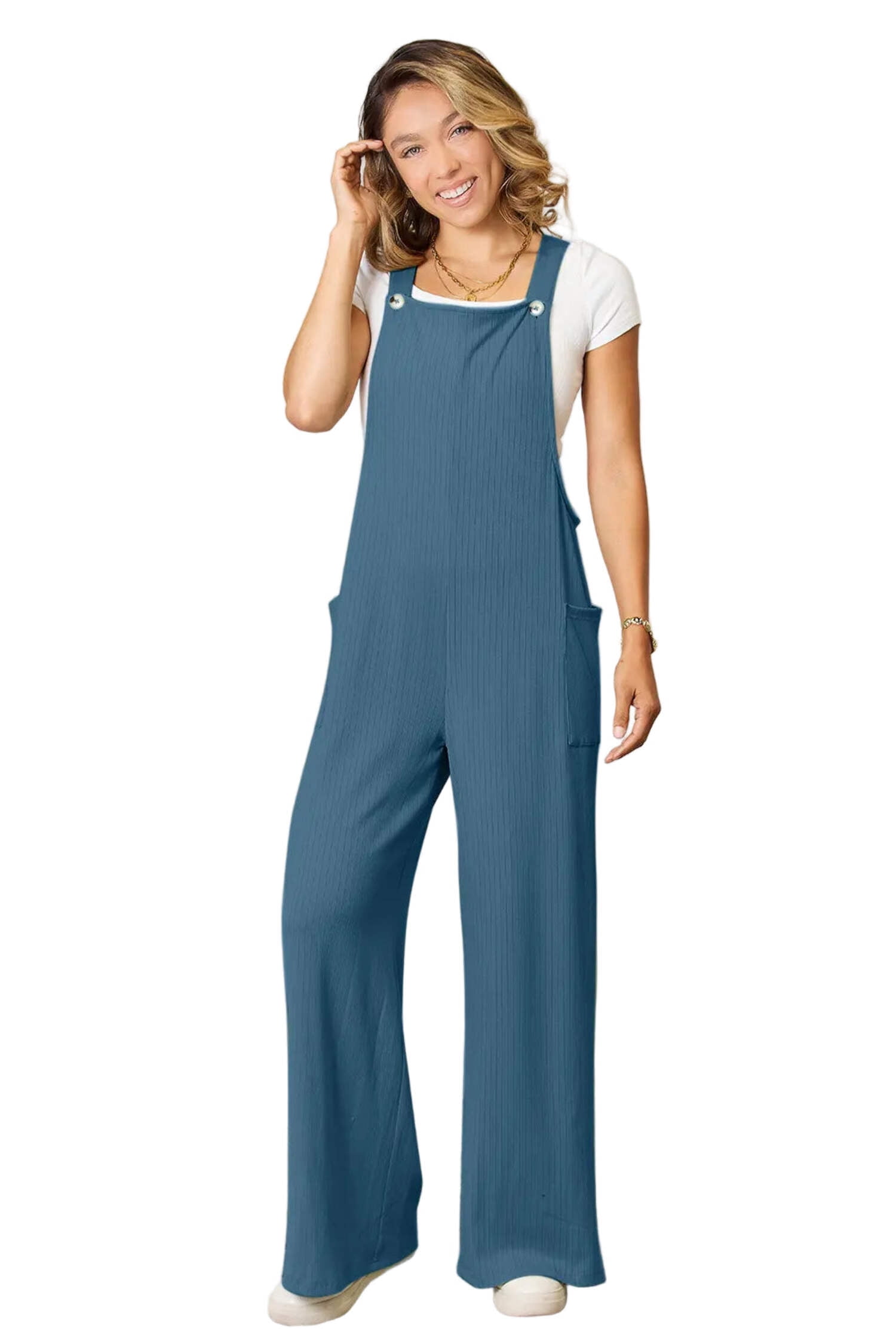 Double Take Full Size Wide Strap Overall with Pockets - Walmart.com