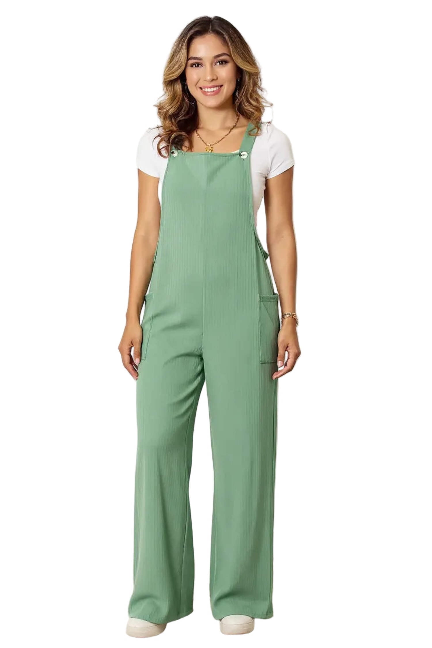 Double Take Full Size Wide Strap Overall with Pockets - Walmart.com