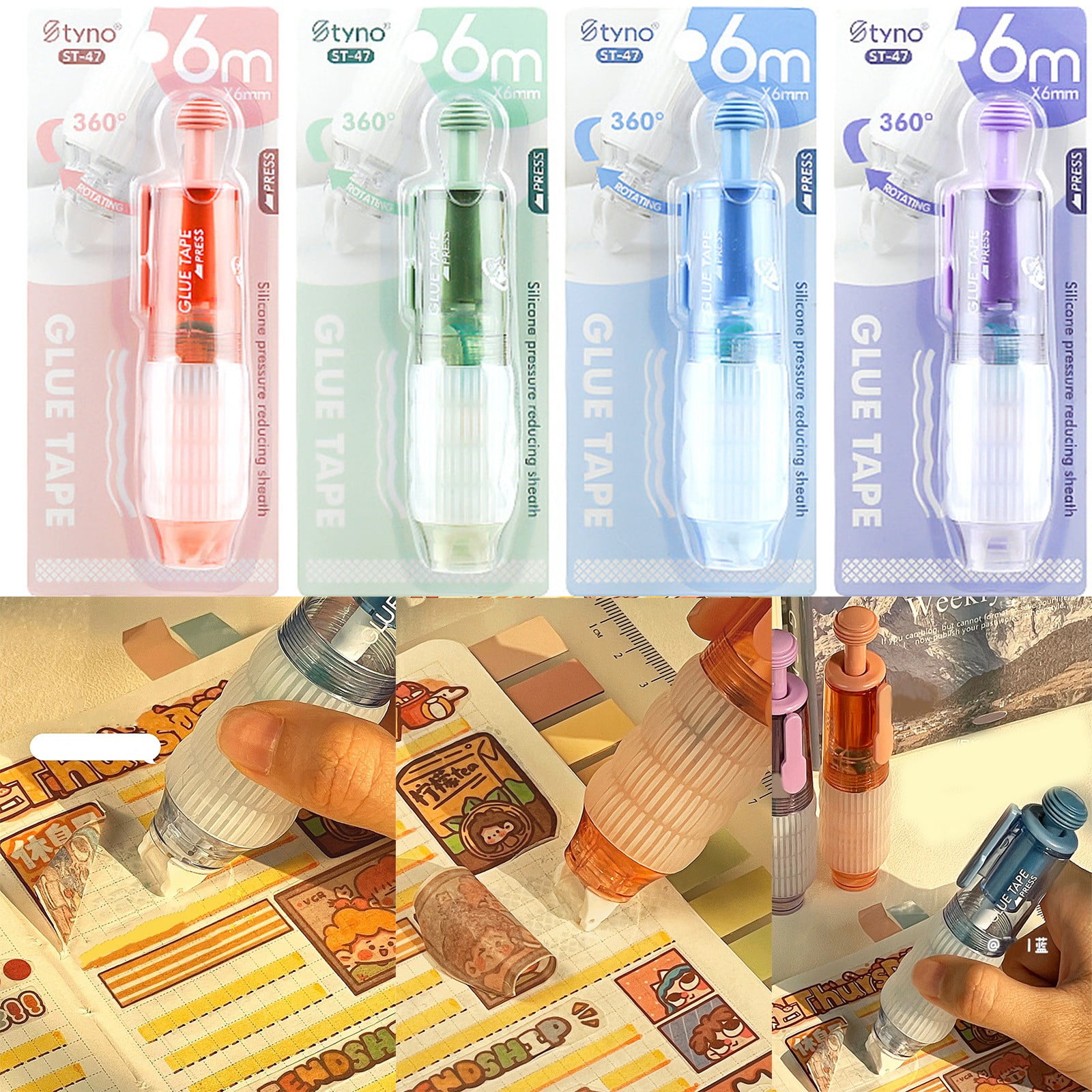 Double Tape Roller With Tape Retractable Scrapbooking Glue Tape Roller ...