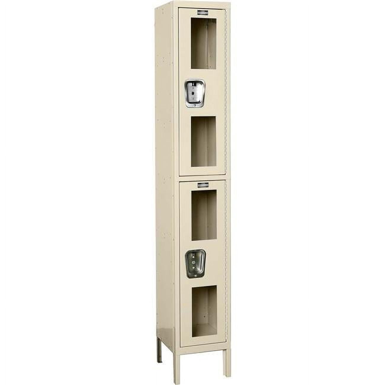 Double Tier 2 Door Assembled Clear View Locker, Tan - 12 x 15 x 36 in ...