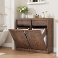 Double Tilt Out Laundry Hamper Cabinet,Farmhouse Trash Can Cabinet with ...