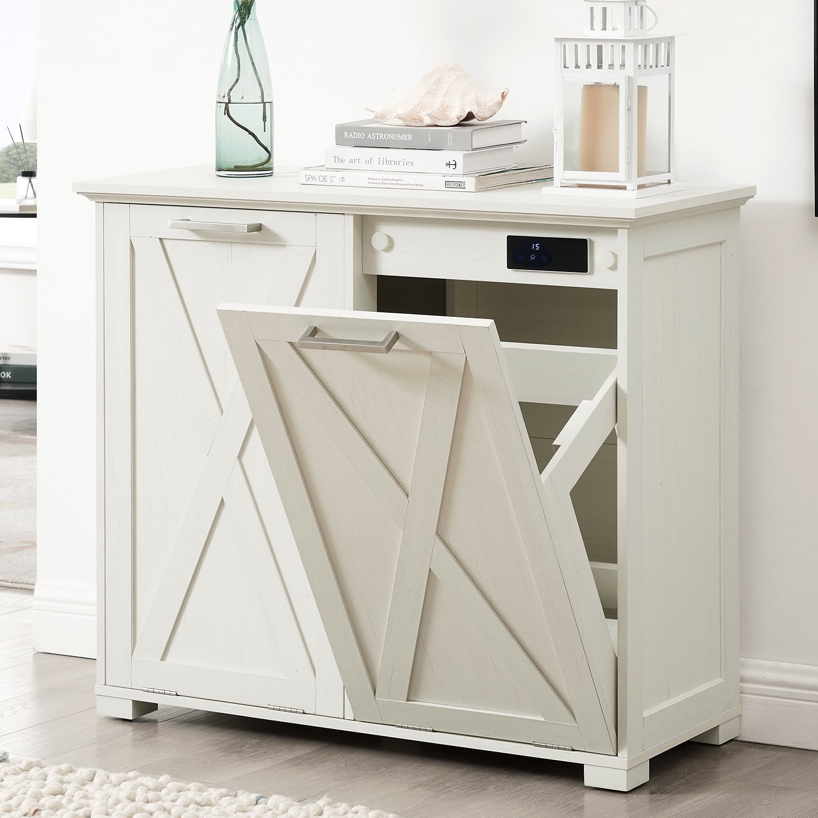 Double Tilt Out Kitchen Trash Bin Cabinet Dog Proof Garbage Can with ...