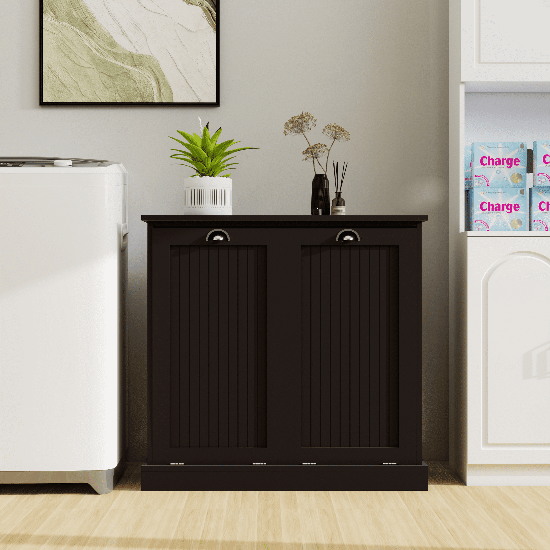 Double Tilt-Out Trash Cabinet & Free Standing Laundry Sorter, 2 ...