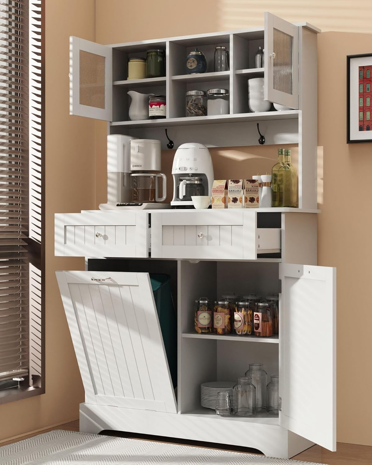 Double Tilt Out Trash Cabinet Storage Cabinet 20 Gallon with Two Solid ...
