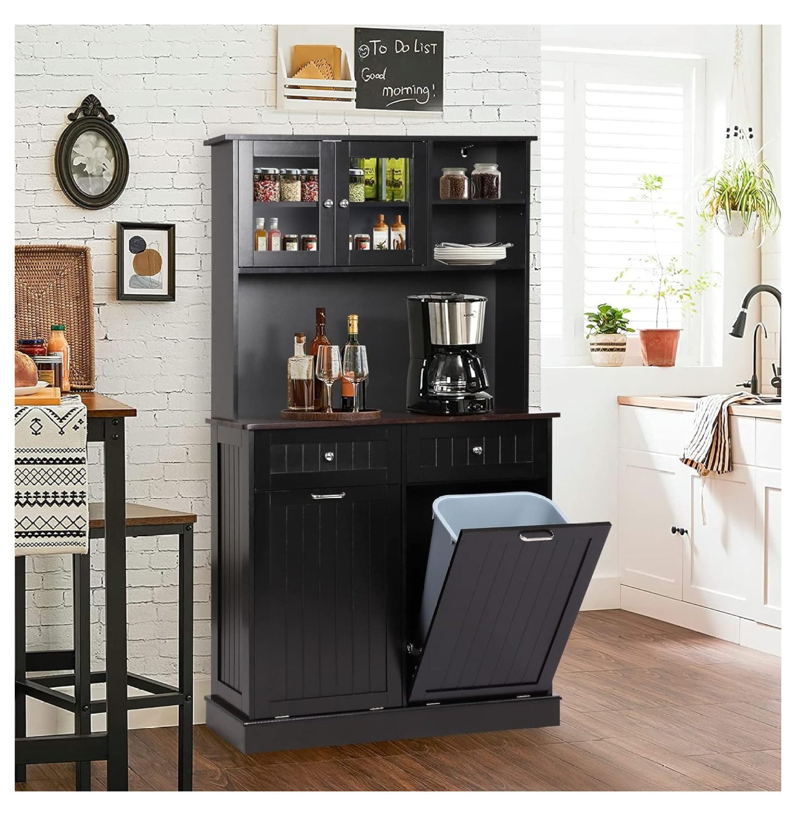 Double Tilt Out Trash Cabinet Storage Cabinet 20 Gallon with Two Solid ...