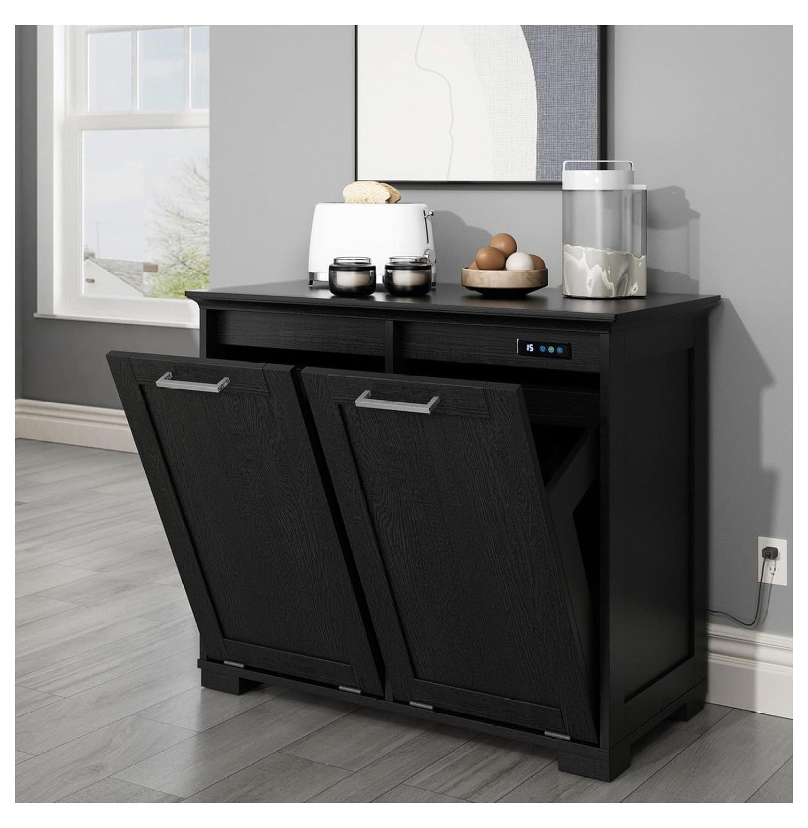 Double Tilt Out Trash Cabinet, Wooden Kitchen Garbage Can Free Standing ...