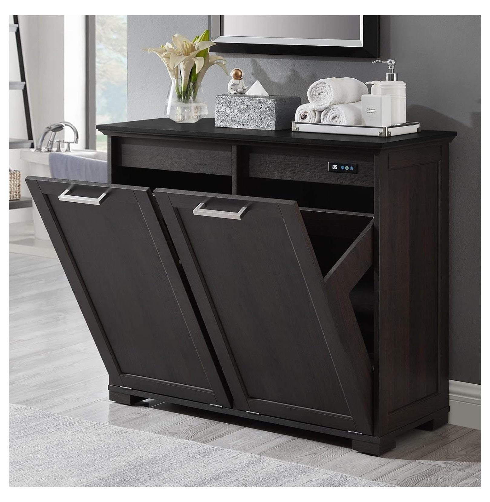 Double Tilt Out Trash Cabinet, Wooden Kitchen Garbage Can Free Standing ...