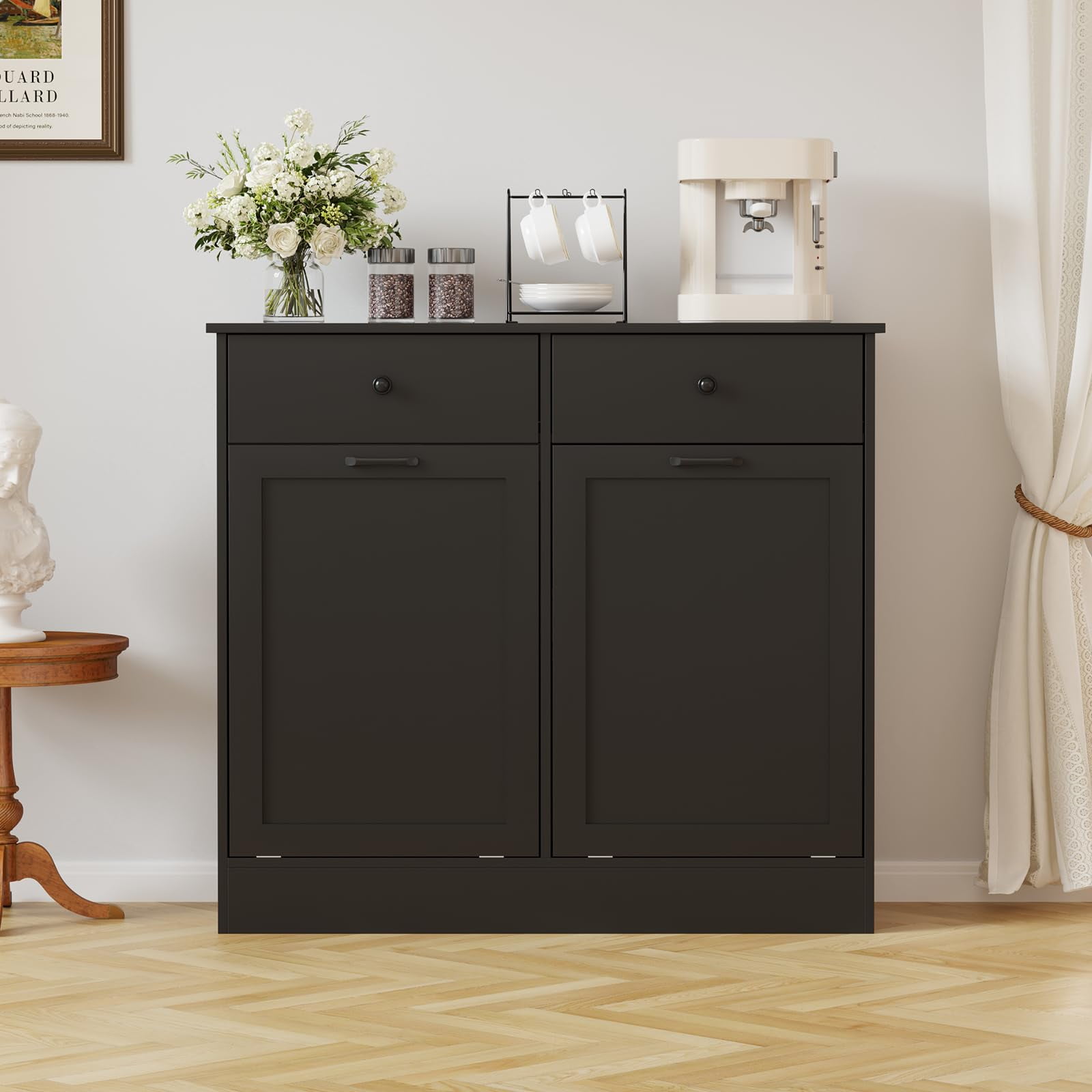 Double Tilt Out Trash Can Cabinet,20 Gallon Farmhouse Trash Can Cabinet ...