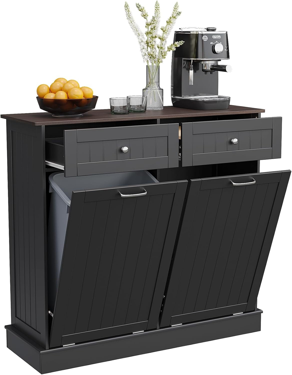 Double Tilt Out Trash Can Cabinet, Recycling 20 Gallon Garbage Can ...