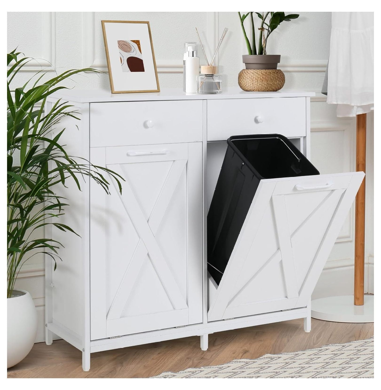 Double Tilt Out Trash Cabinet 10 Gallon*2,Kitchen Garbage Cabinet,Pet ...