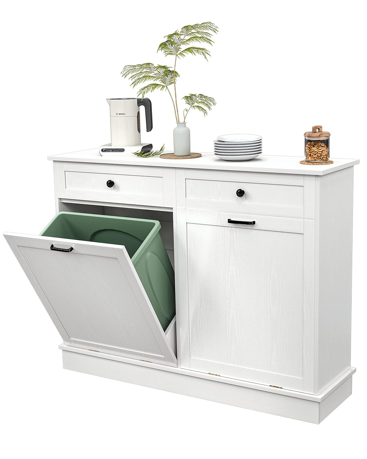 Double Tilt Out Trash Cabinet with Drawer, 20 Gallon Trash can Cabinet ...