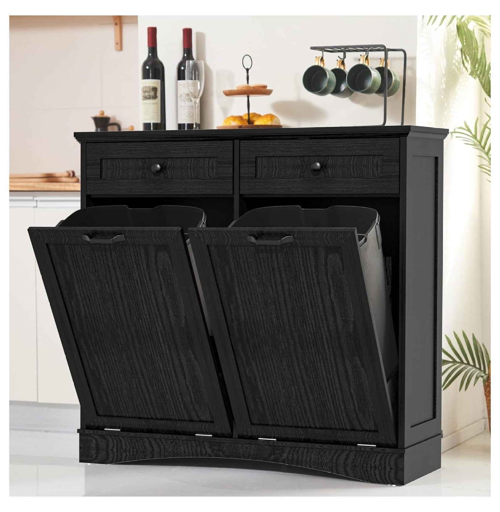 Double Tilt Out Trash Cabinet Freestanding Kitchen Trash Can, 2x13 ...