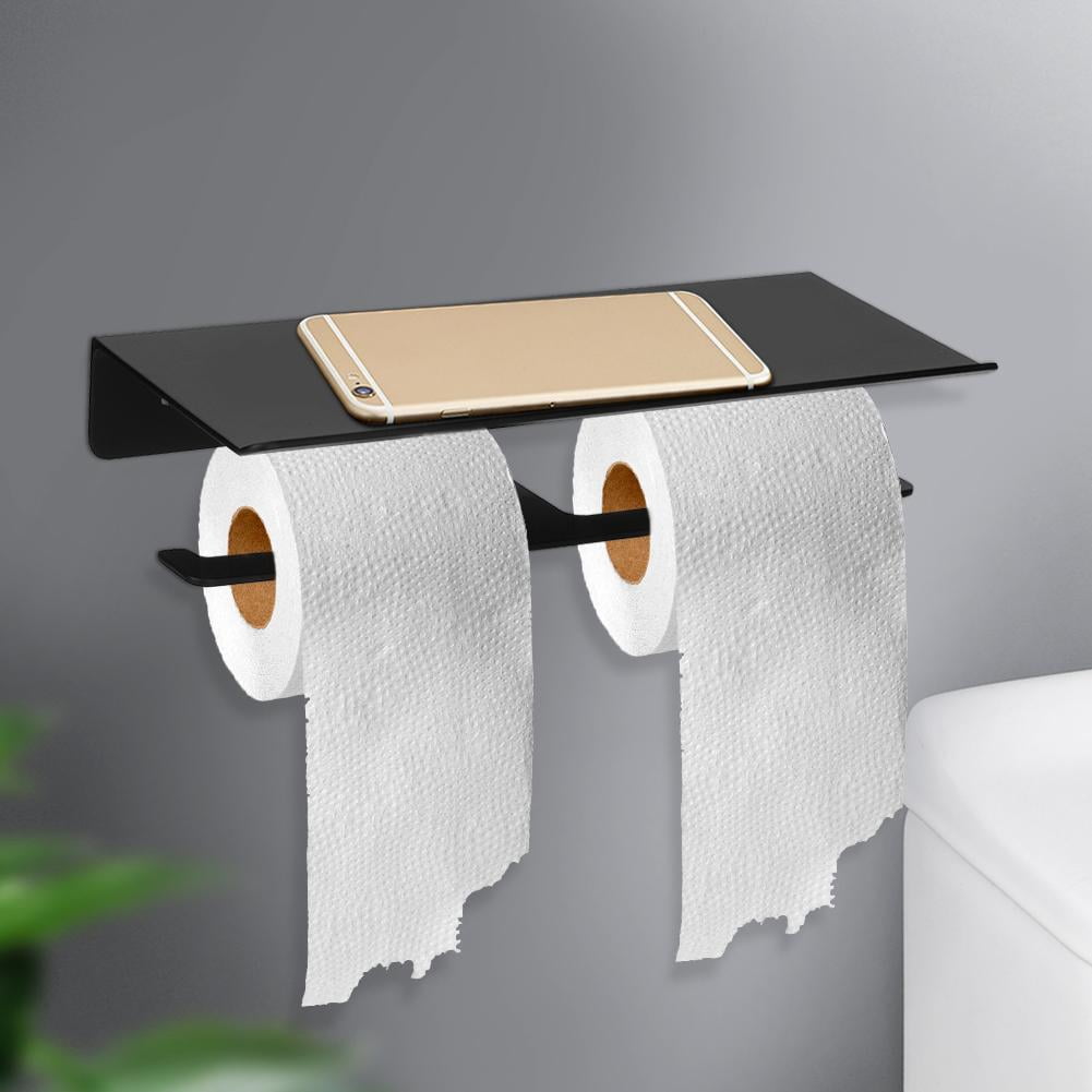 Double Tissue Holder,Space Aluminum Wall Mounted Bathroom Double Roll ...