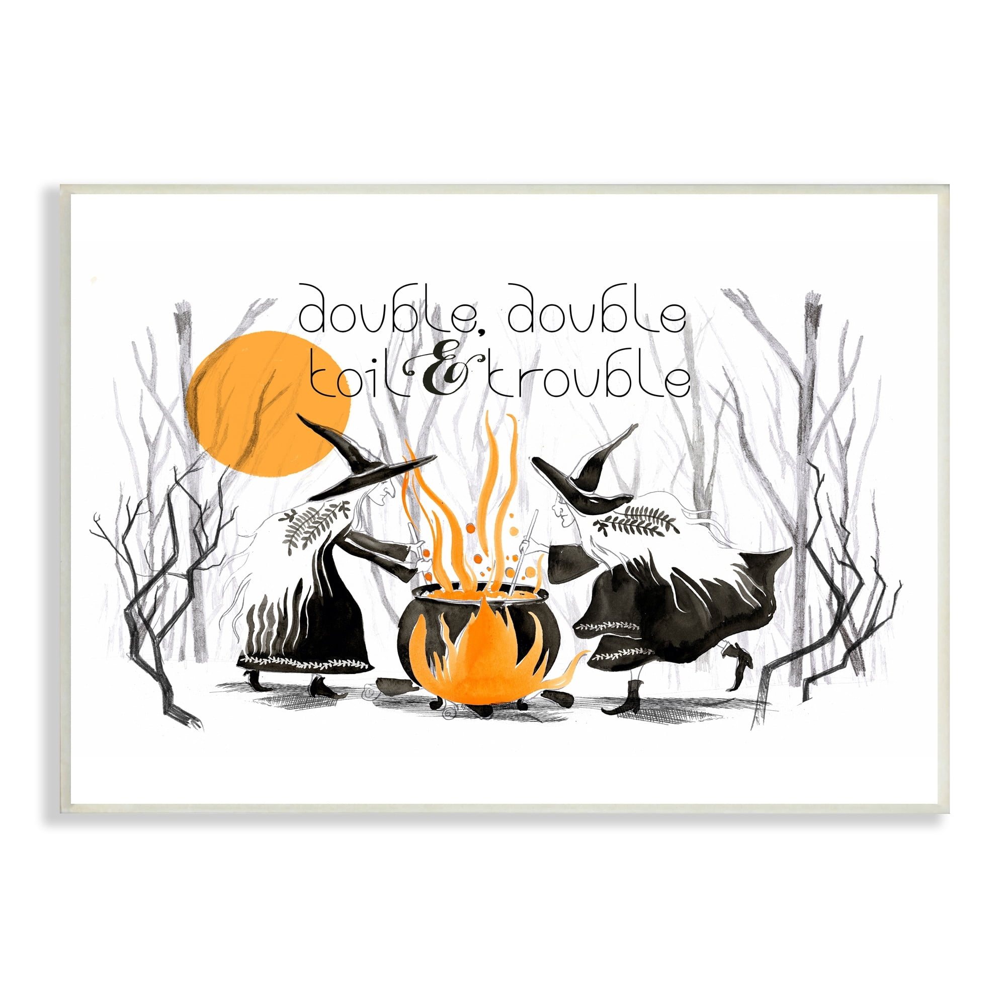 Double Toil Trouble Witches & Cauldron Halloween Illustration Fairy ...