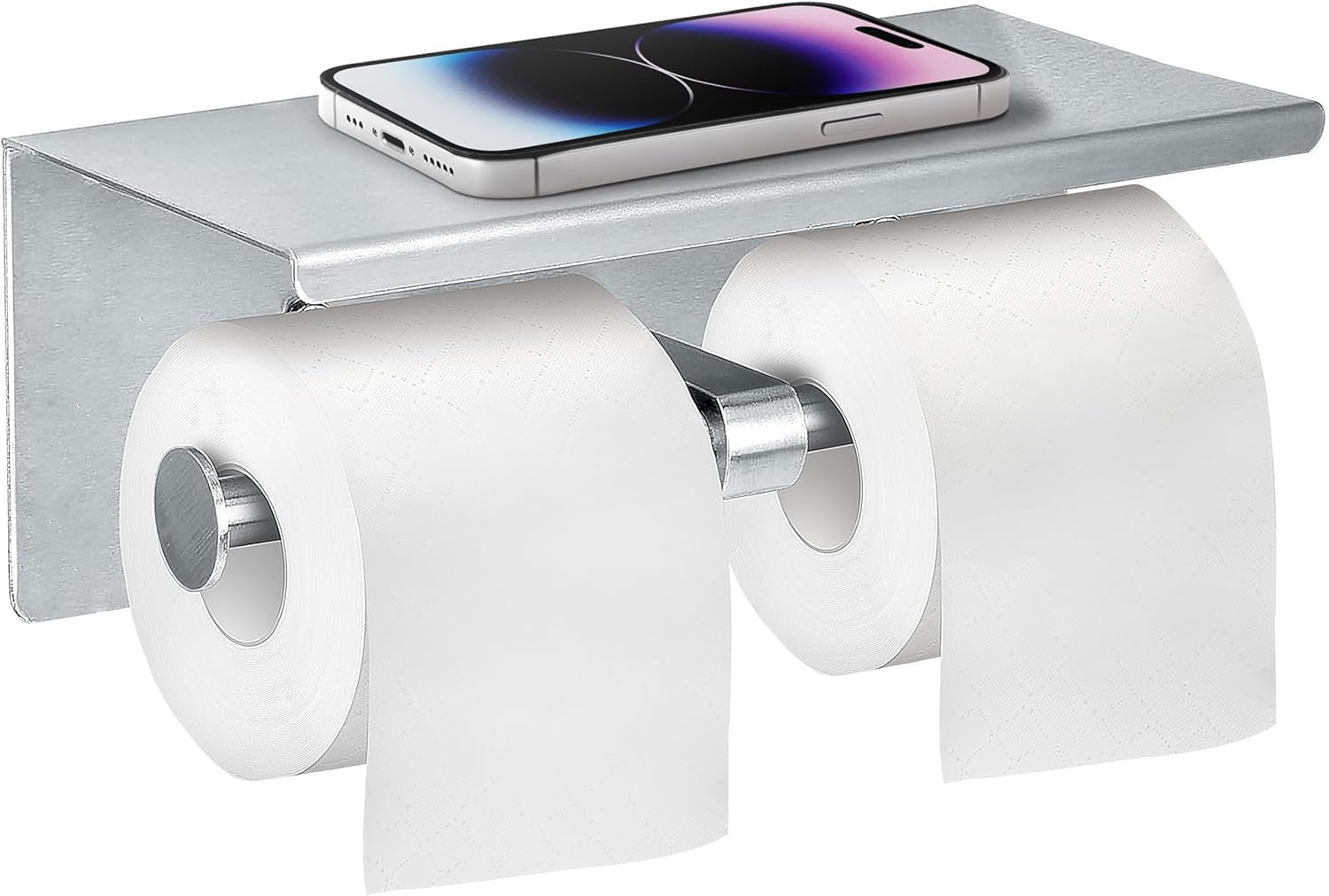 Double Toilet Paper Holder with Shelf - Alpine Rust Resistant Dual Roll ...