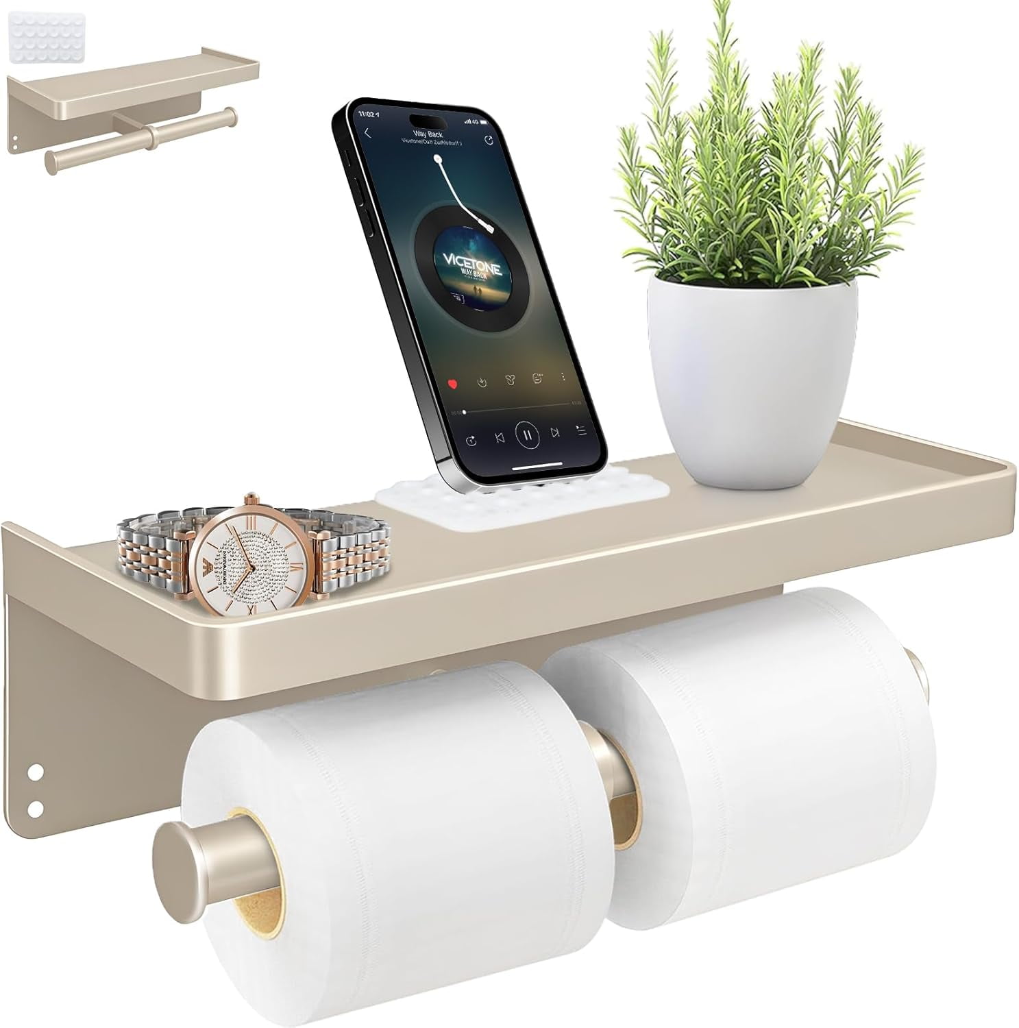 Double Toilet Paper Holder Wall Ount with Toilet Paper Storage,Toilet ...