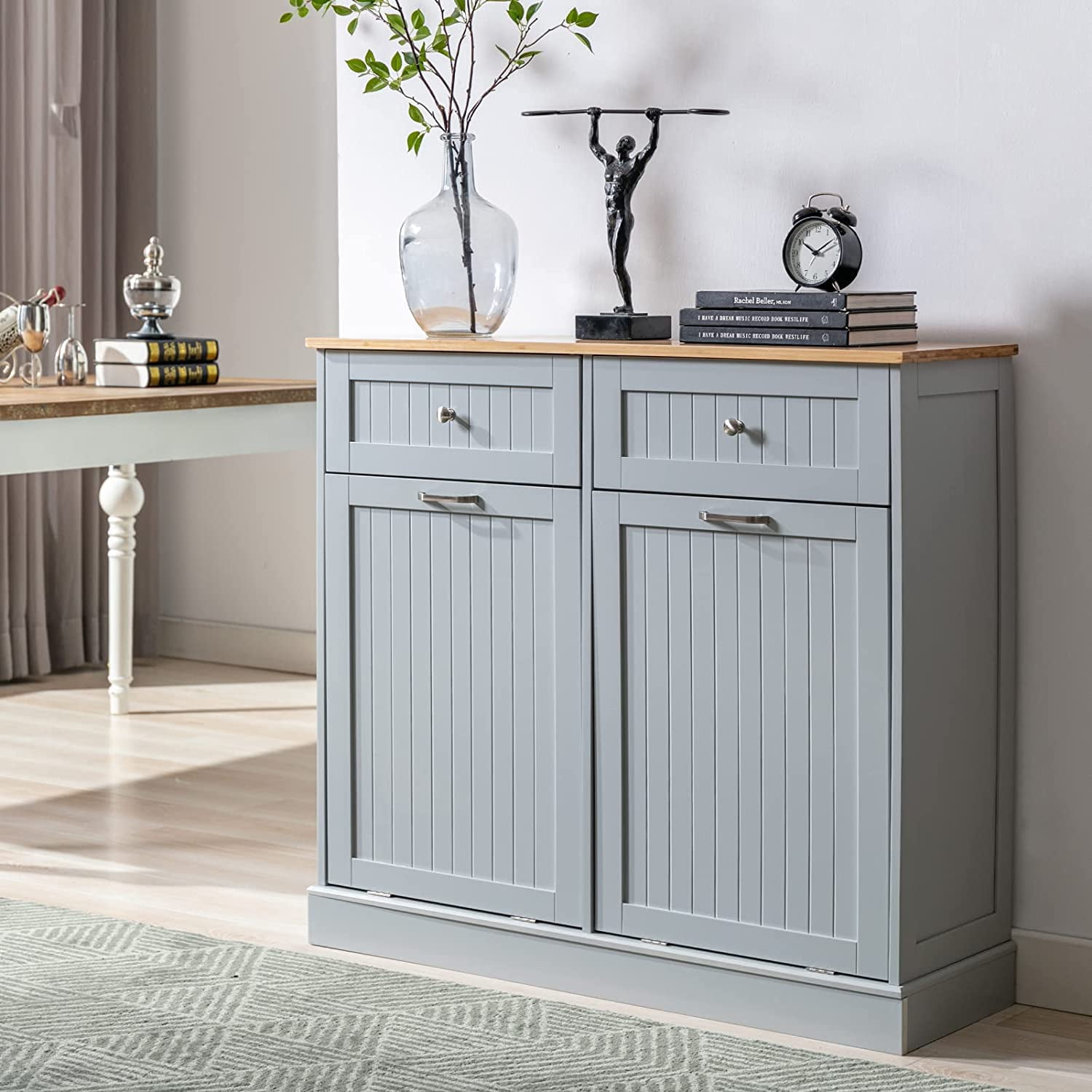 Double Trash Cabinet Tilt Out 20 Gallon, Pet Proof Kitchen Trash ...